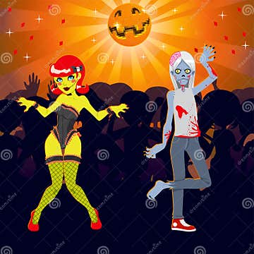 Zombie Halloween Disco Dance Stock Vector - Illustration of dead, happy ...
