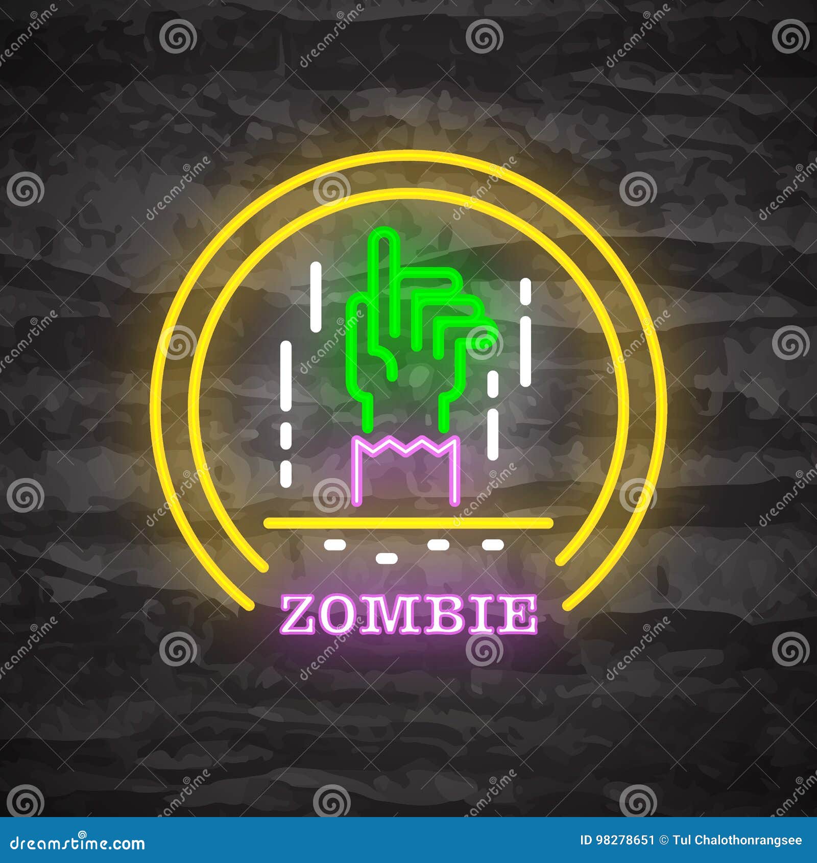 Zombie Halloween Night Neon Logo Stock Vector - Illustration of graphic ...