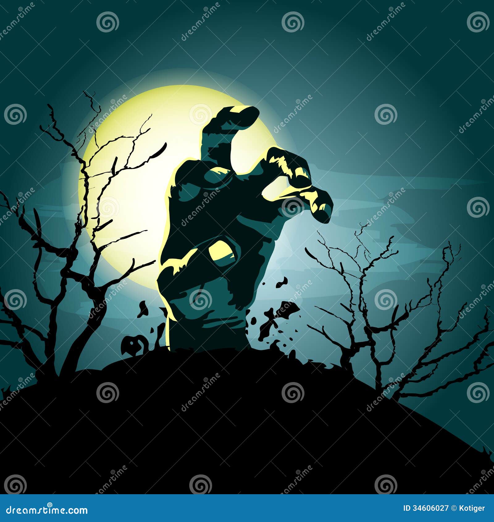 Zombie Hand, Fist Gesture Halloween Vector - Realistic Cartoon Isolated ...
