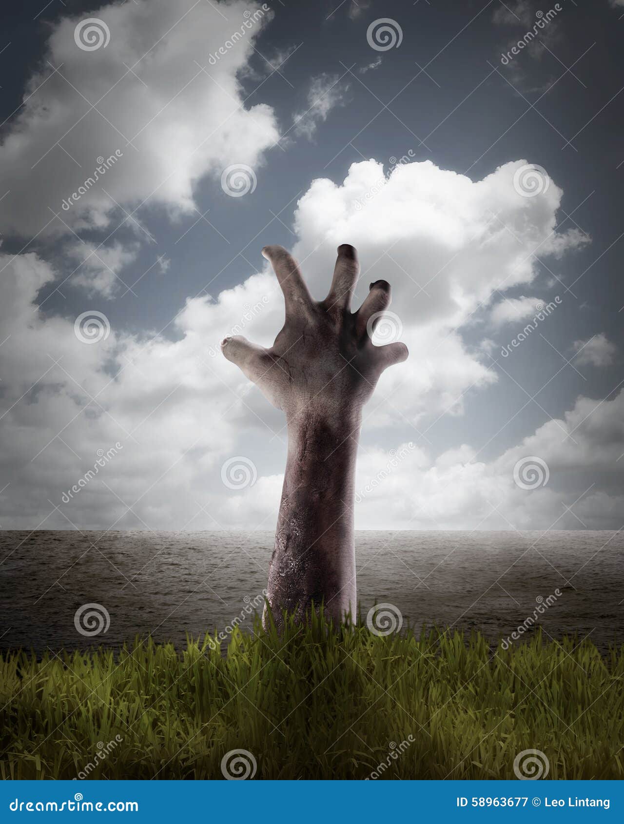 Zombie Hand Coming Out of His Grave Stock Image - Image of death ...