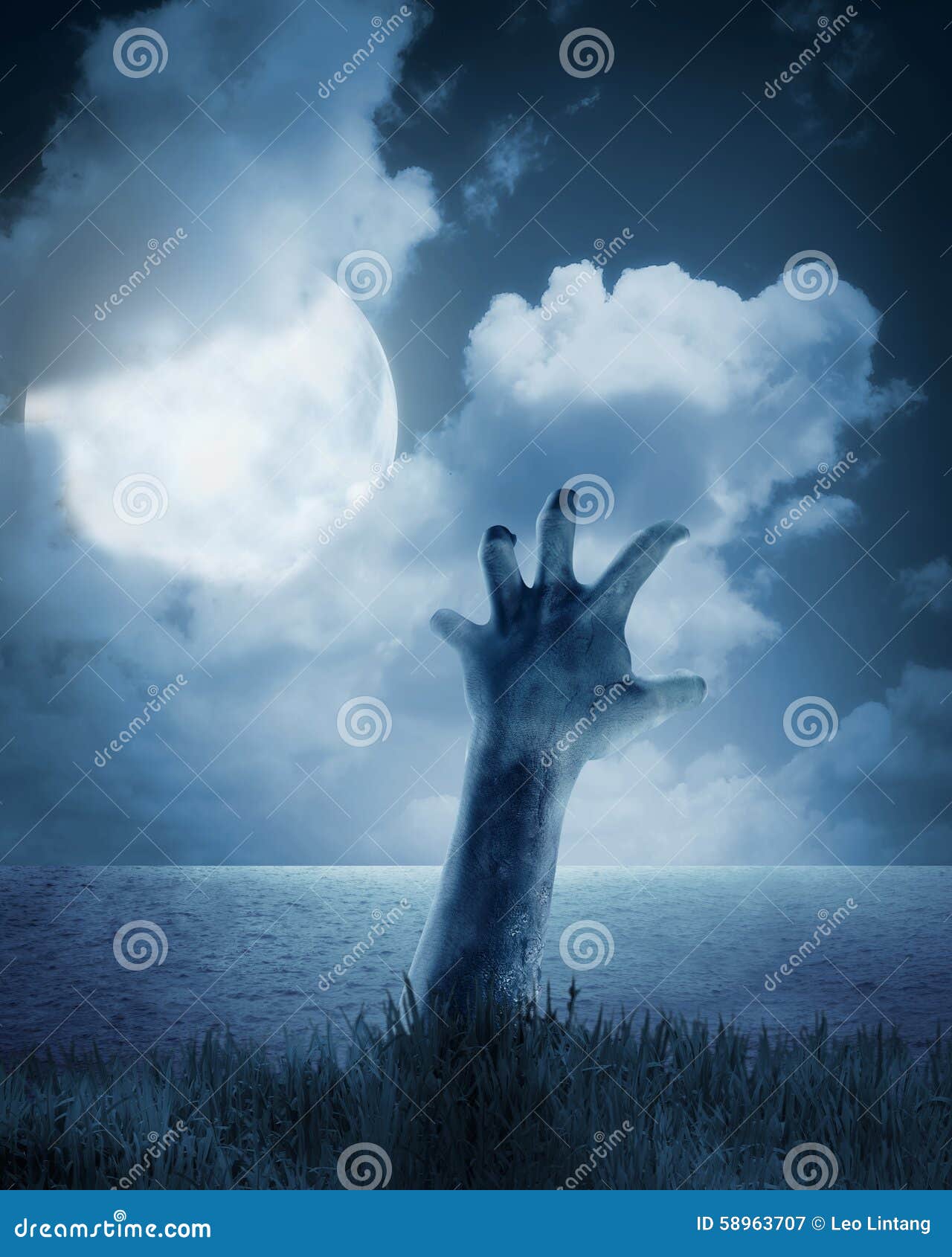 Zombie Hand Coming Out of His Grave Stock Image - Image of devil, human ...