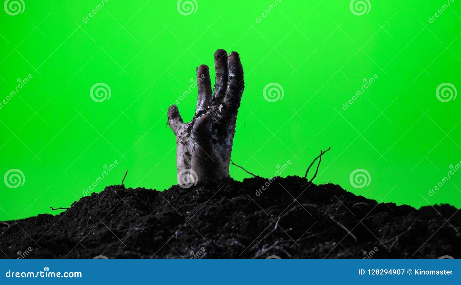 Zombie Hand Emerging from the Ground Grave. Halloween Concept. Green ...