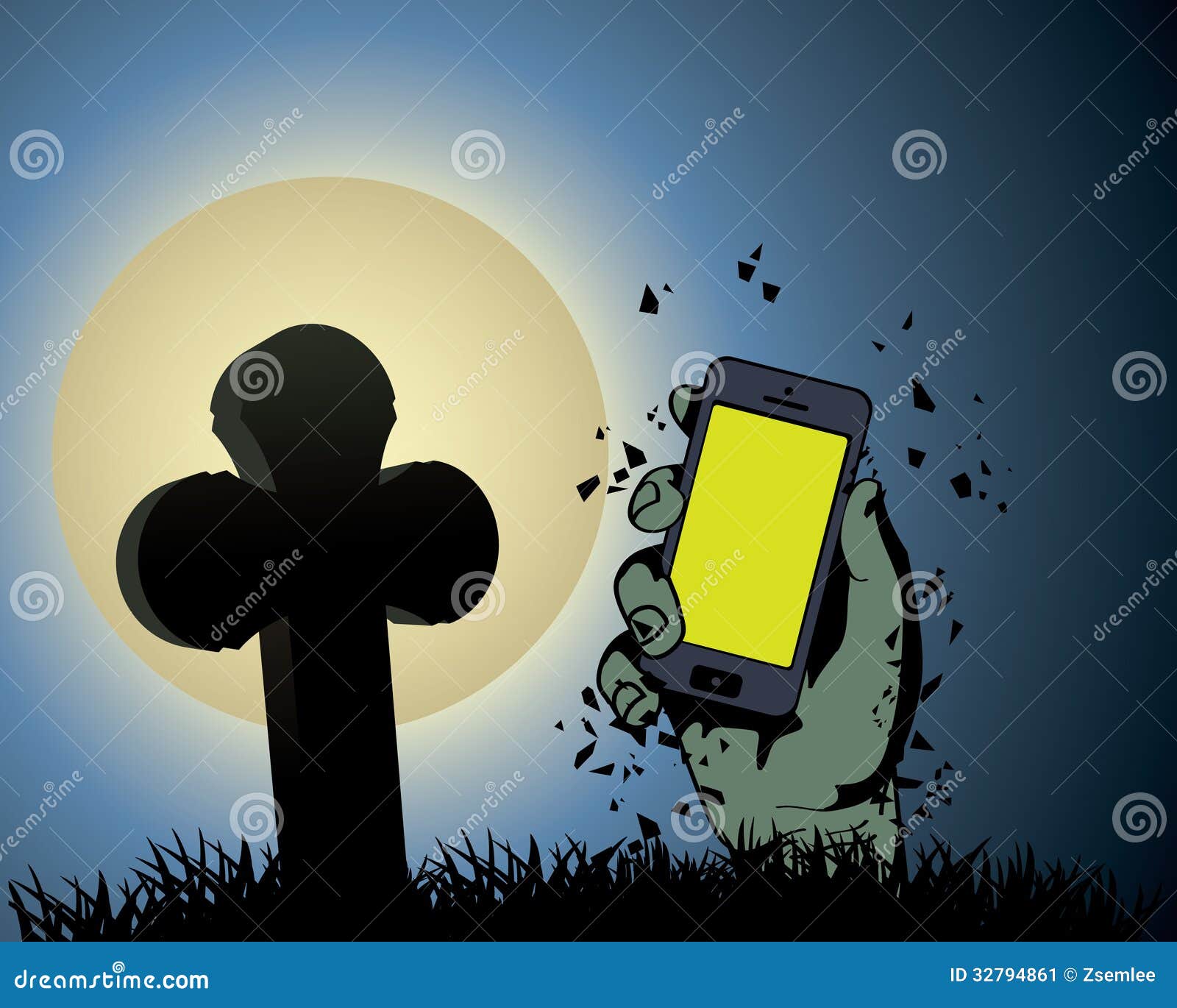 Zombie Hand Holding the Phone Stock Vector - Illustration of phone ...