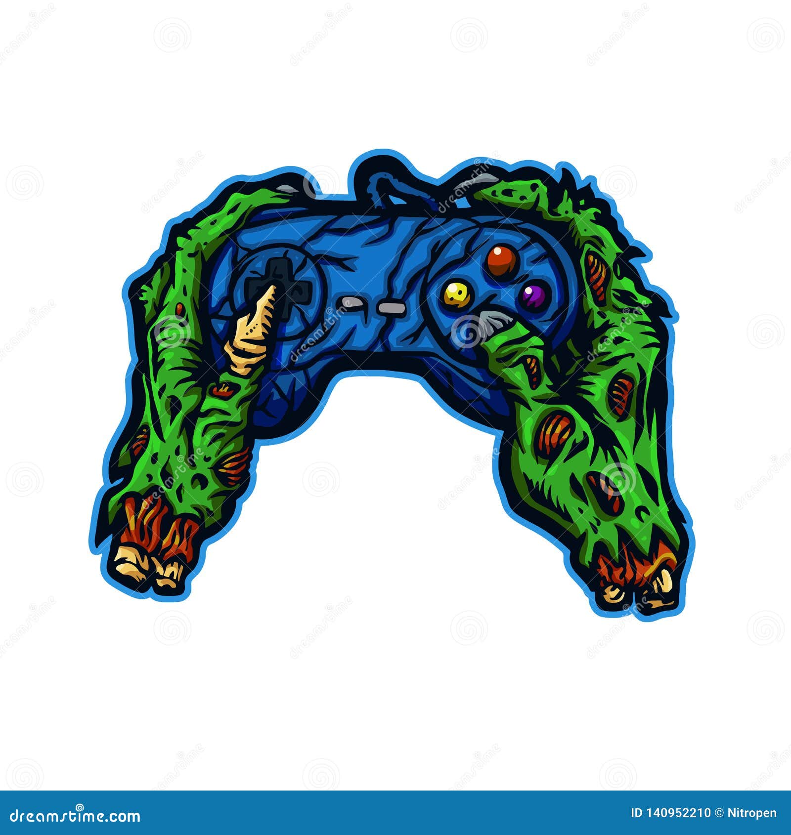 Zombie Gamer Player Video Game Pixel Art. Zombie Guy And Joystick 8 Bit ...