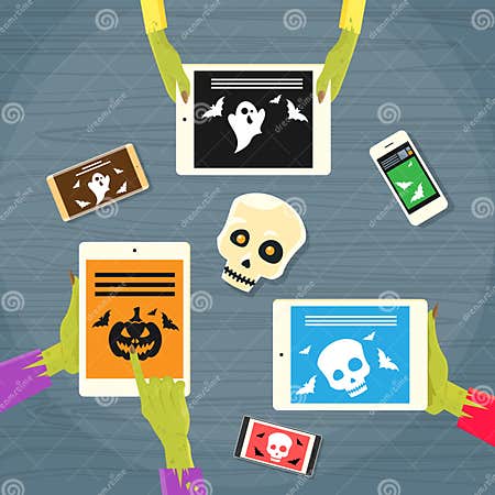 Zombie Hand Tablet Computer Smart Phone Stock Vector - Illustration of ...