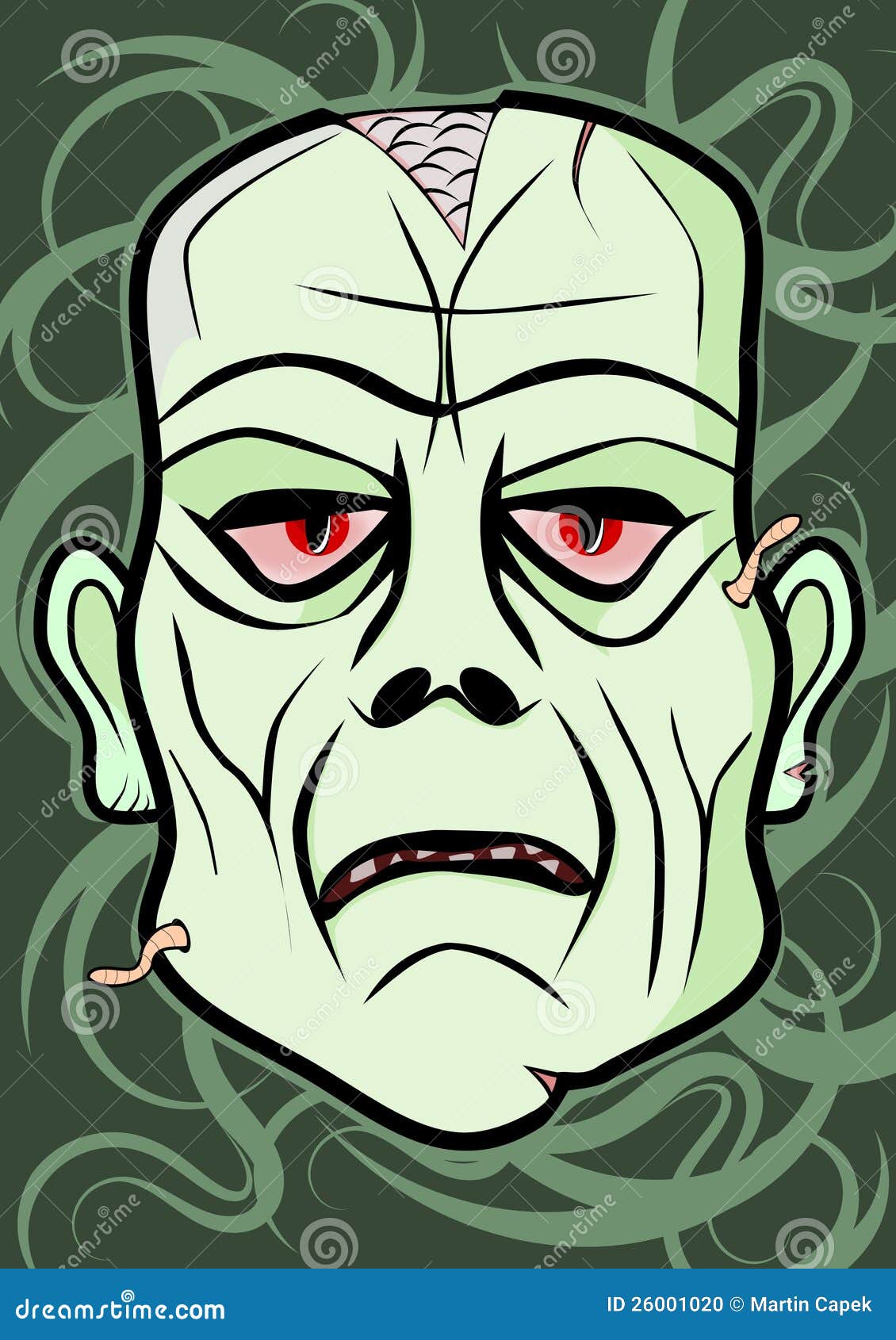 Zombie head illustration stock illustration. Illustration of caricature ...