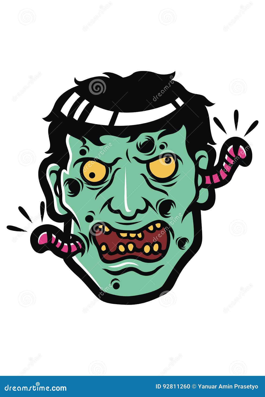 Zombie Head Illustration stock illustration. Illustration of monster ...