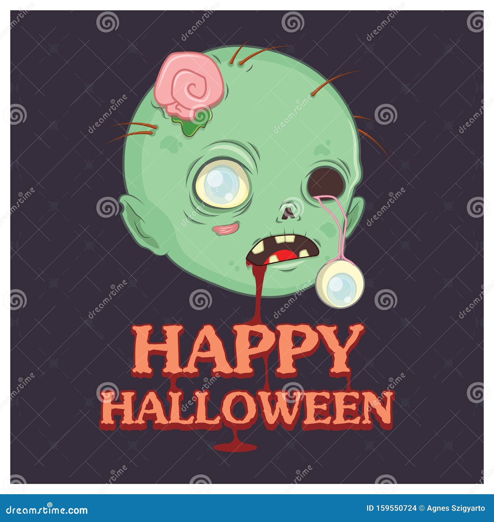 Zombie Head Illustration with Text Stock Vector - Illustration of fear ...
