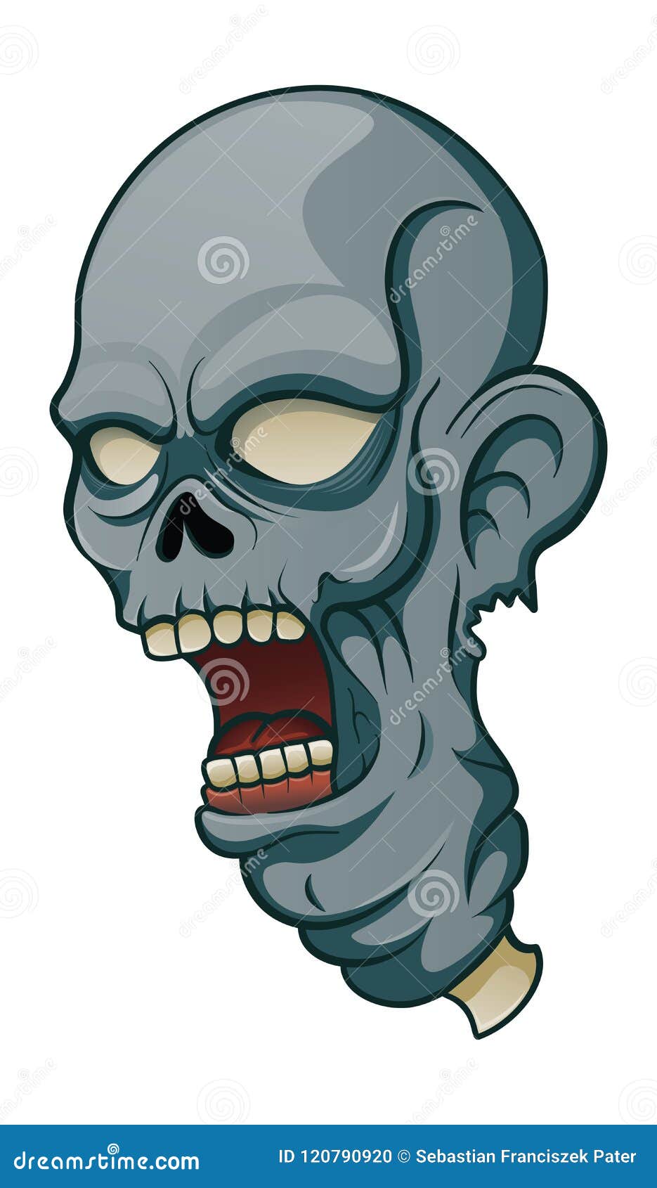 Zombie Head with Open Mouth Stock Photo - Illustration of life ...