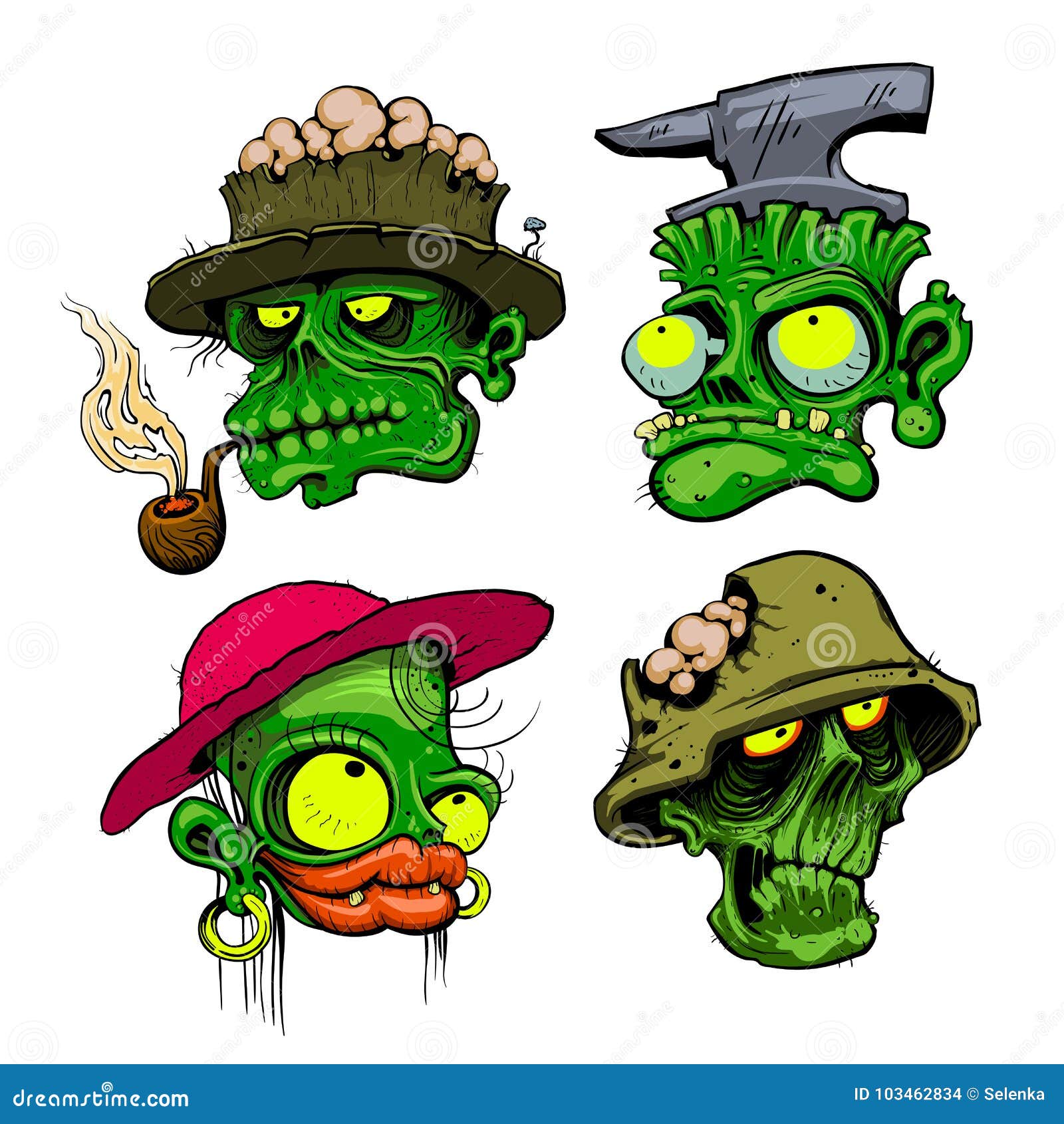 Zombie heads illustration stock vector. Illustration of afterlife ...
