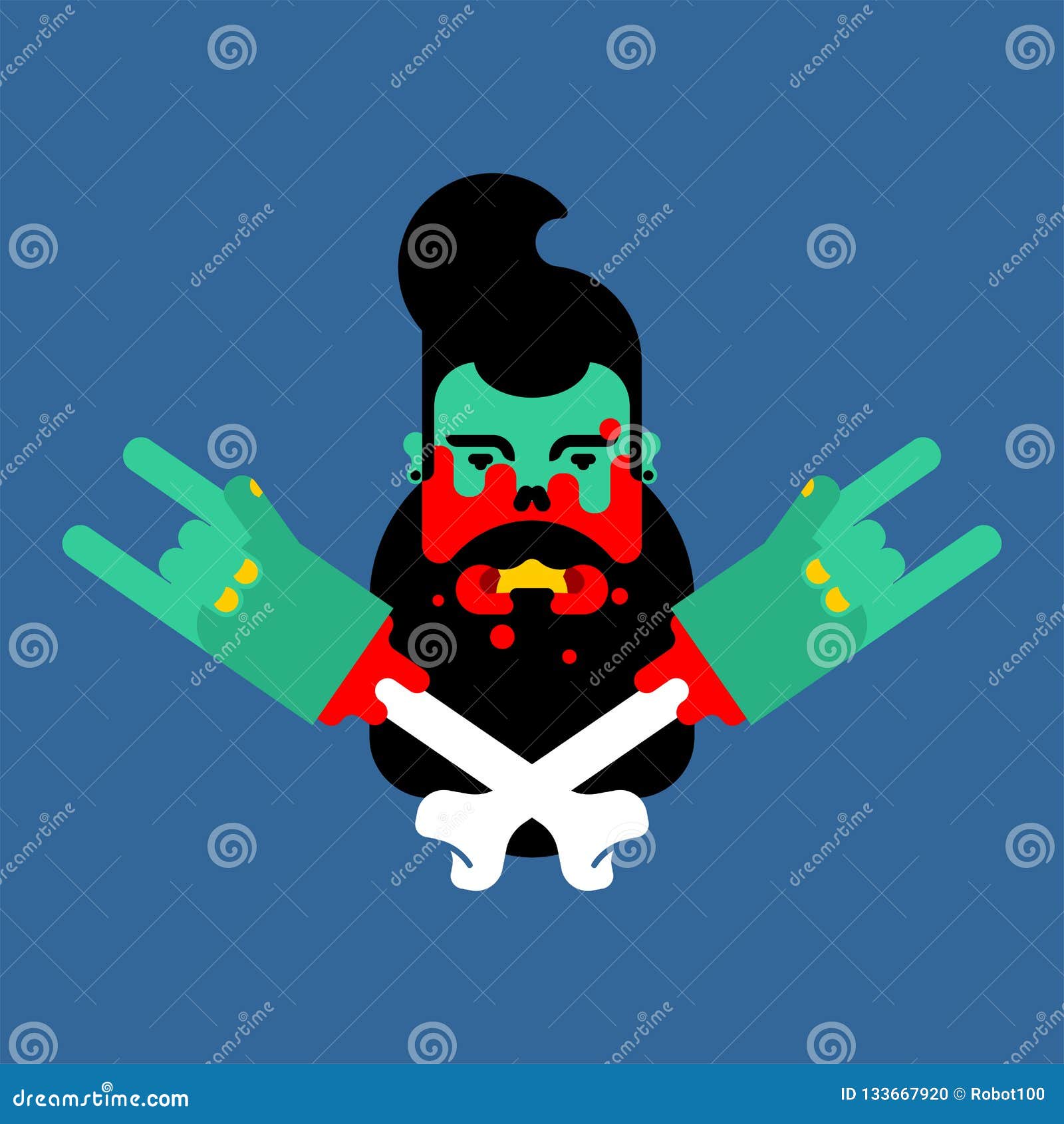 Zombie Hipster with Beard Head Isolated. Zombies Face Stock Vector ...