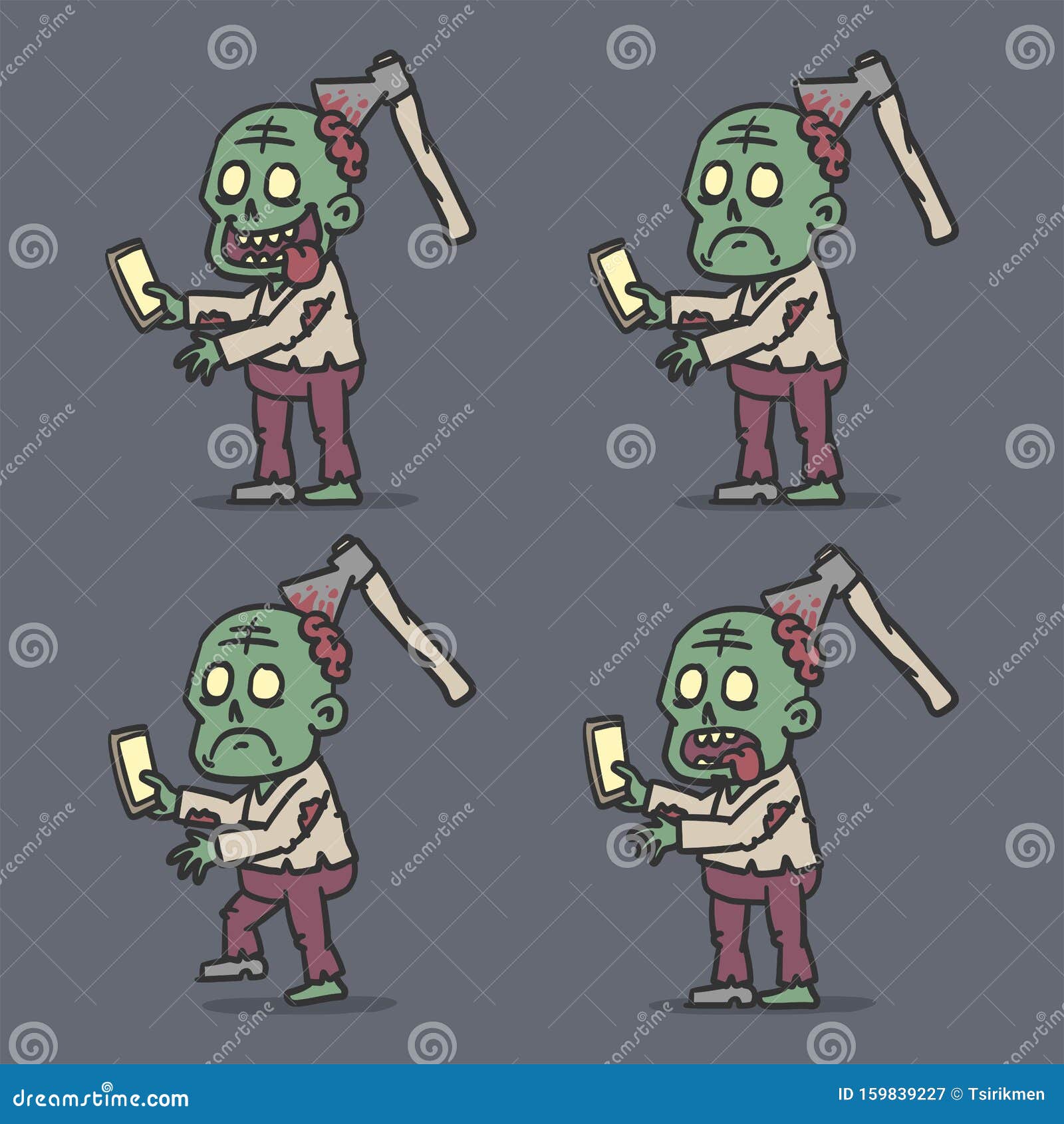 Zombie Holds Phone. Character Set Stock Vector - Illustration of ...