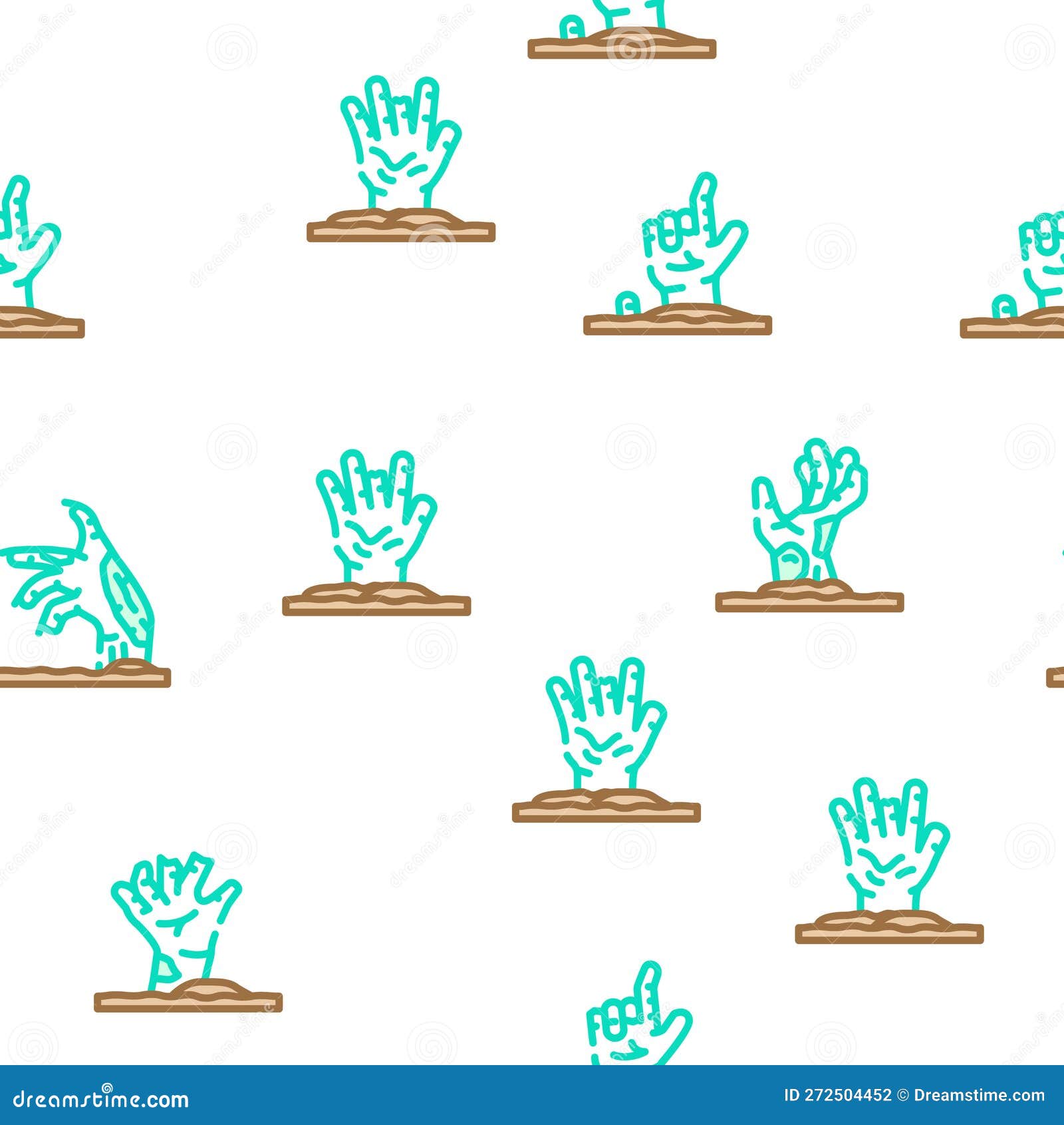 Zombie Horror Dead Monster Vector Seamless Pattern Stock Vector ...