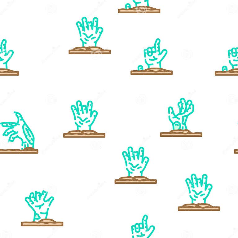 Zombie Horror Dead Monster Vector Seamless Pattern Stock Vector ...