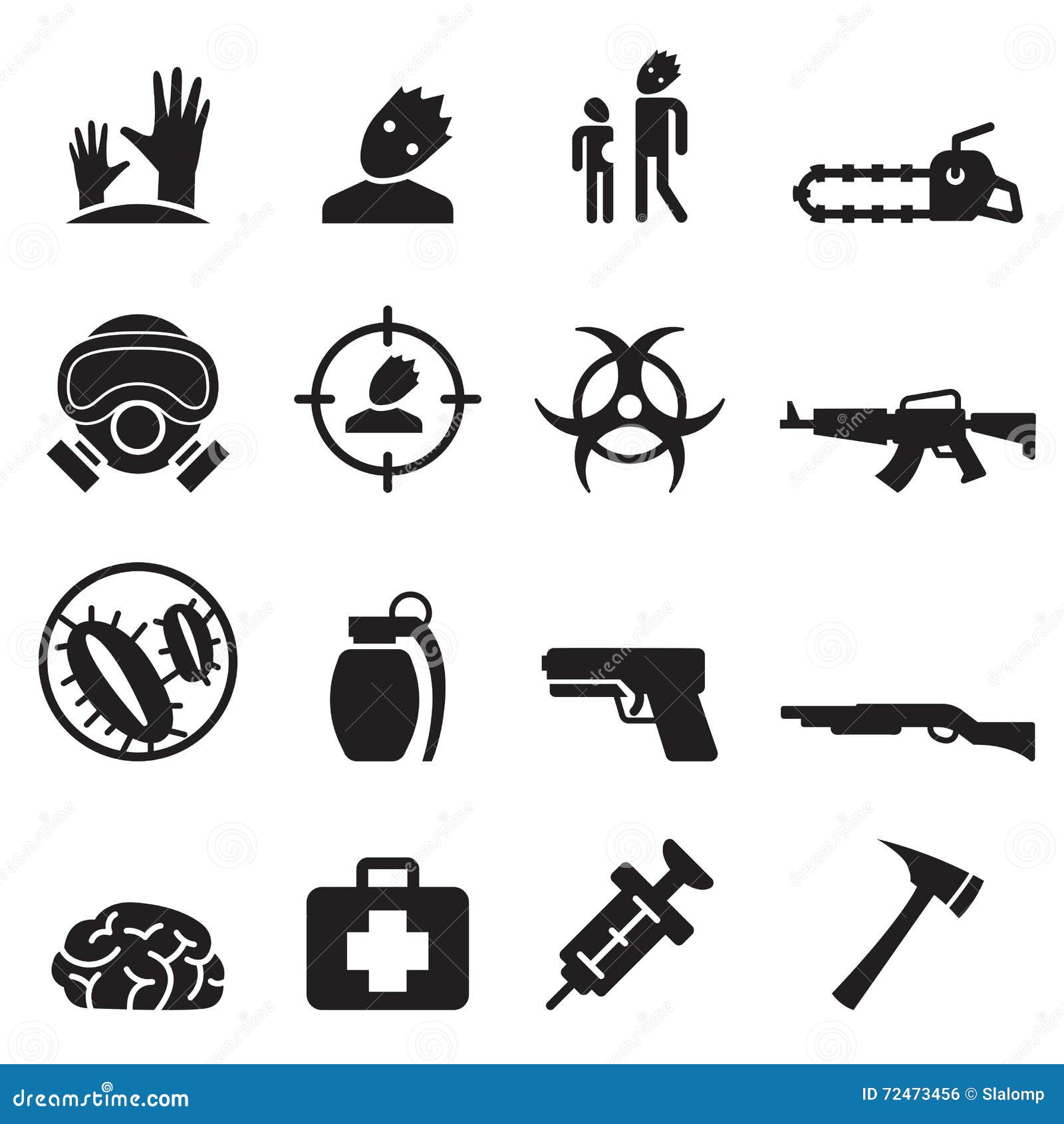 Zombie icons set stock vector. Illustration of pictogram - 72473456