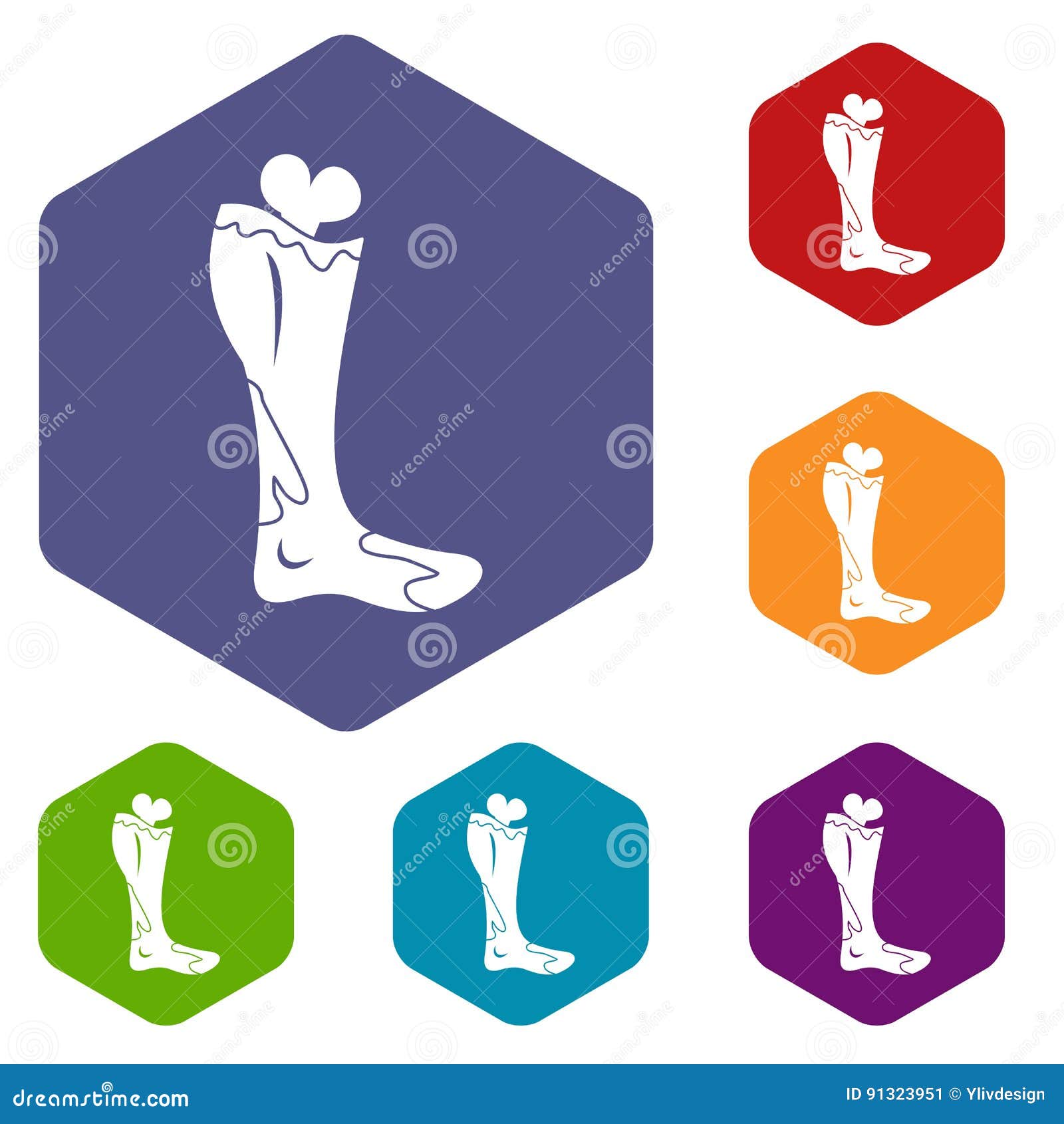 Zombie Leg Icons Set Hexagon Stock Vector - Illustration of flat, fear ...
