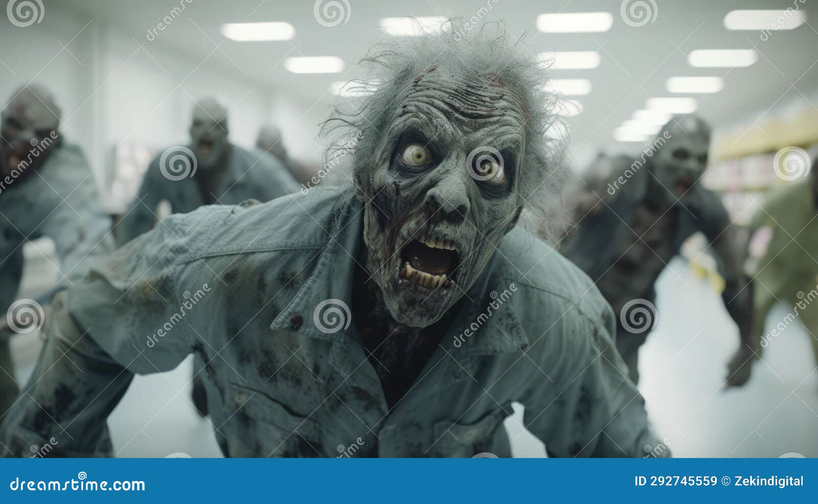 Zombie Looking in Camera , Horror , Close Up Stock Illustration ...