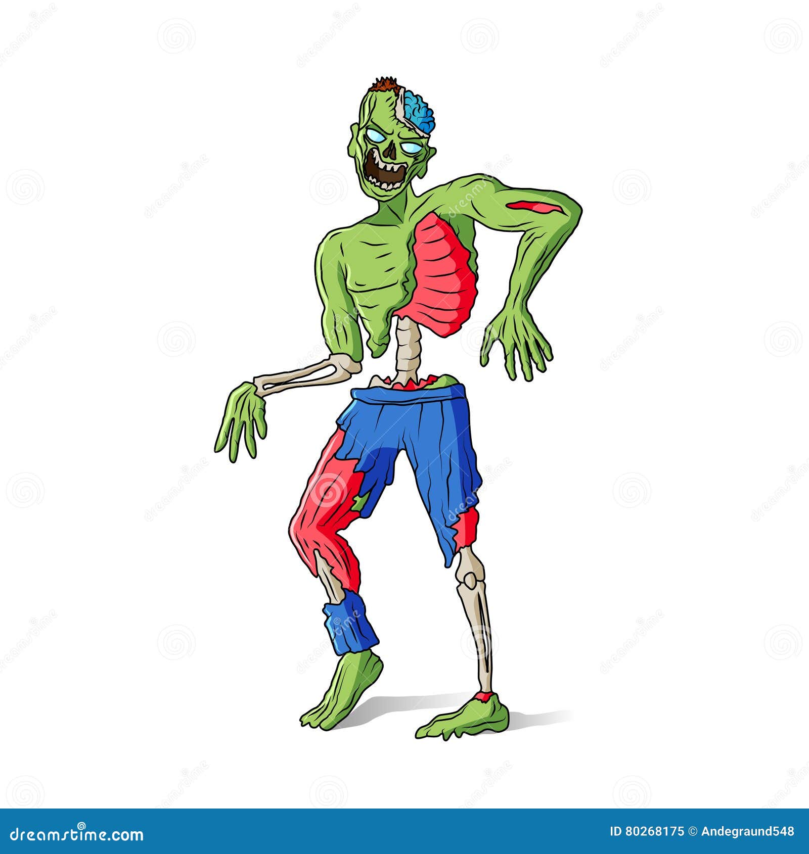 Zombie Man Colorful Illustration Stock Vector - Illustration of creepy ...