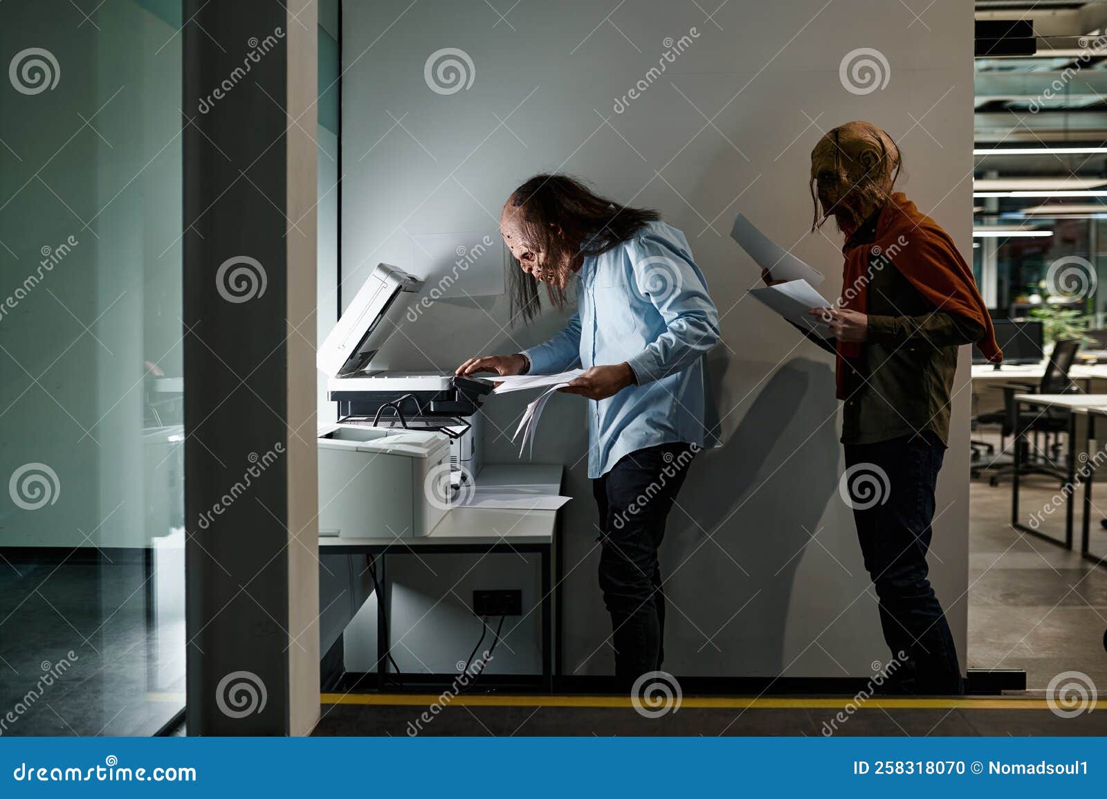 Zombie Manager Group in Queue for Copier at Office Stock Photo - Image ...