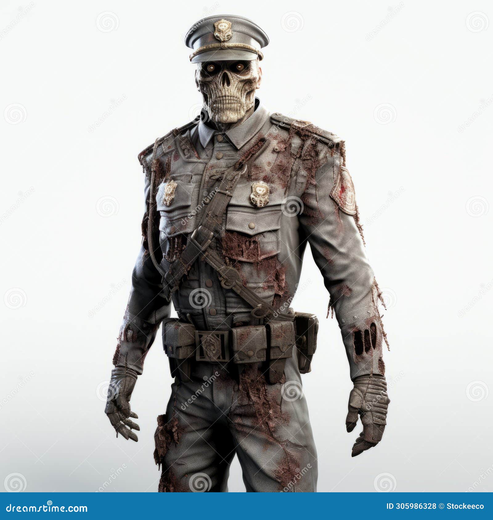 3d Zombie Sergeant Major in Vray Tracing Style Stock Illustration ...