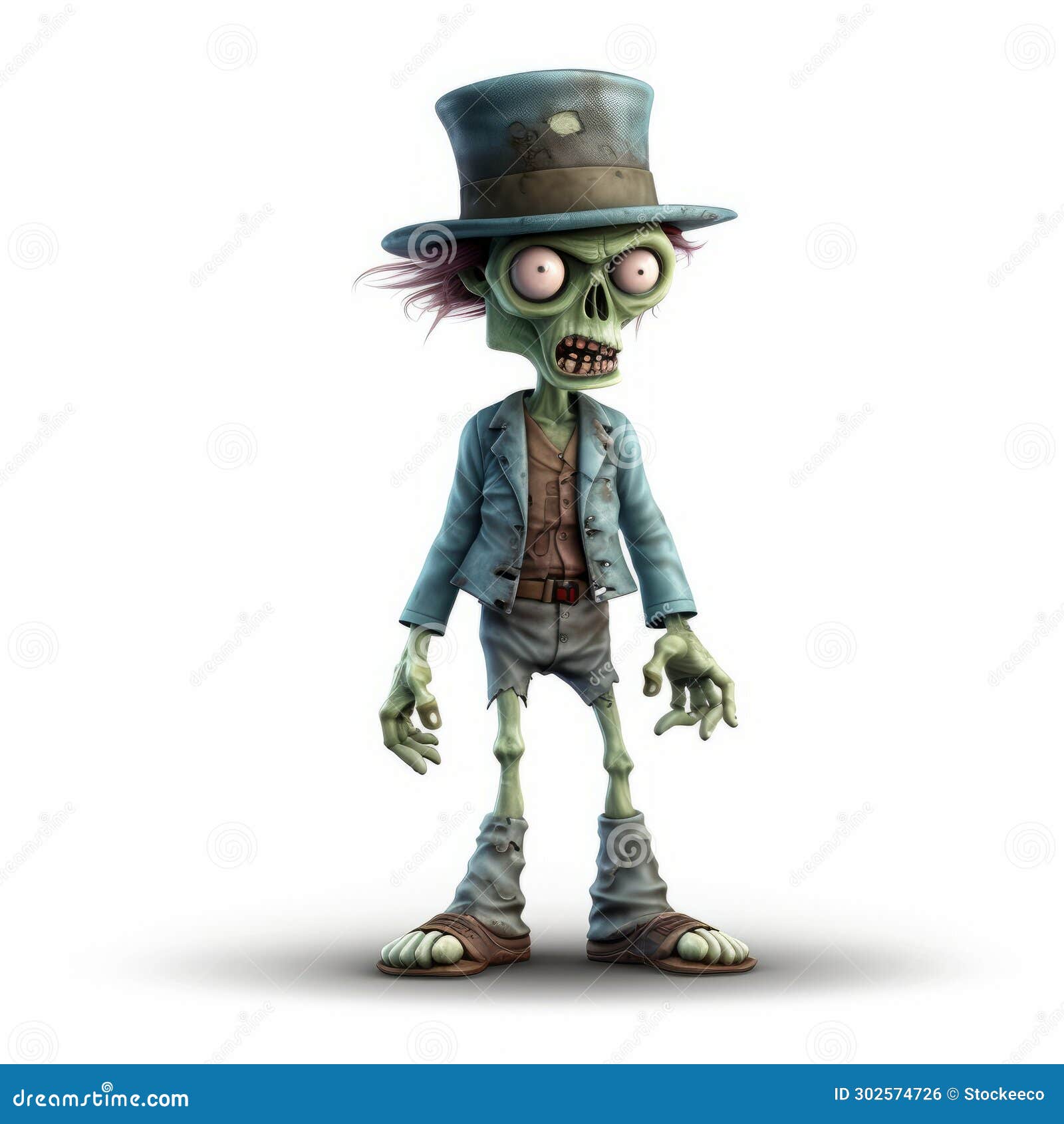 3d Render Cartoon of Zombie Character with Hat in Xbox 360 Style Stock ...