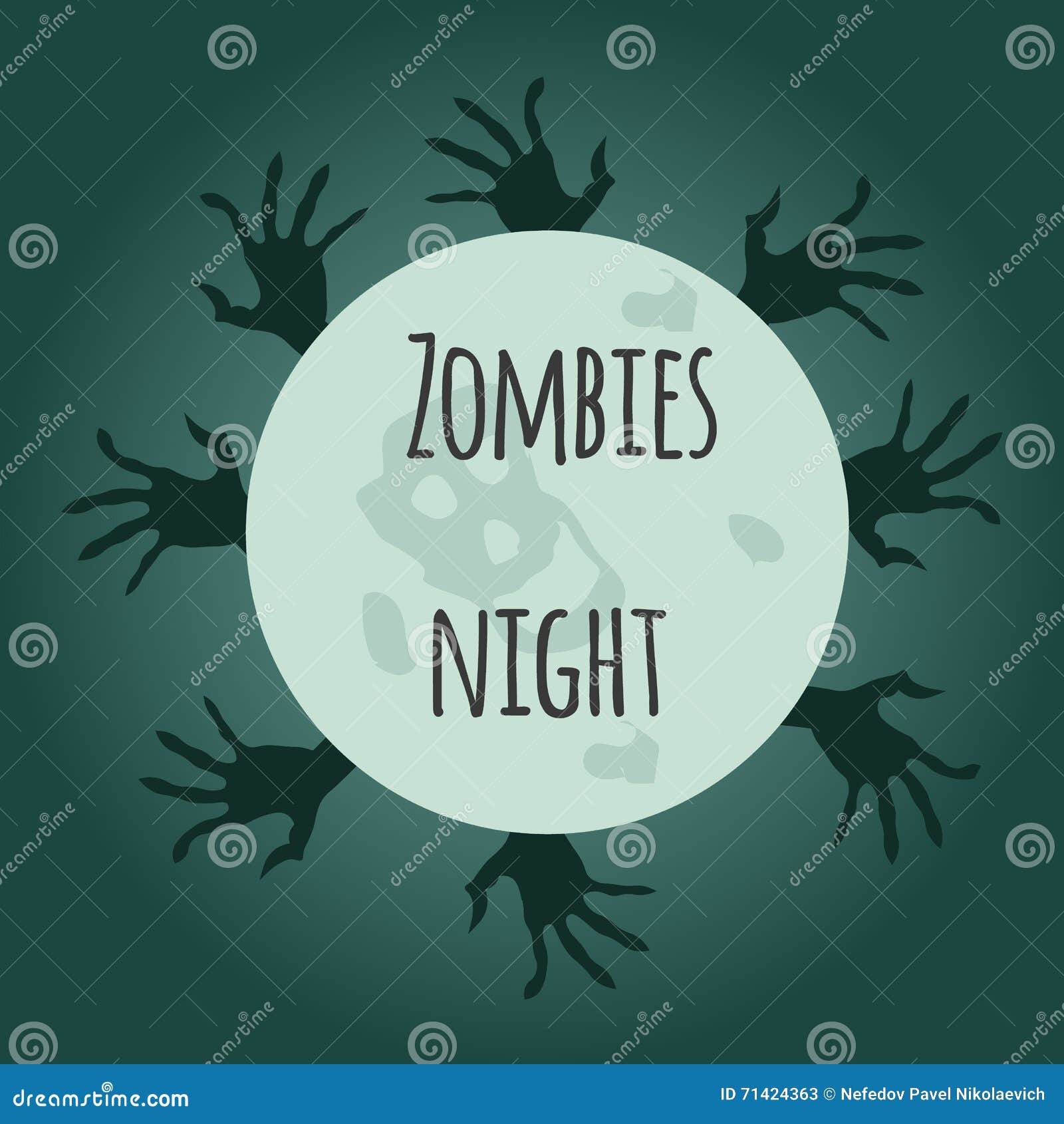 Zombie night illustration. stock illustration. Illustration of moon ...