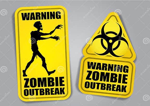 Zombie Outbreak Warning Stickers / Labels Stock Vector - Illustration ...