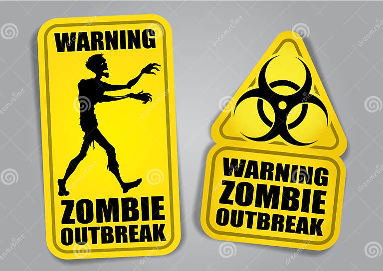 Zombie Outbreak Warning Stickers / Labels Stock Vector - Illustration ...