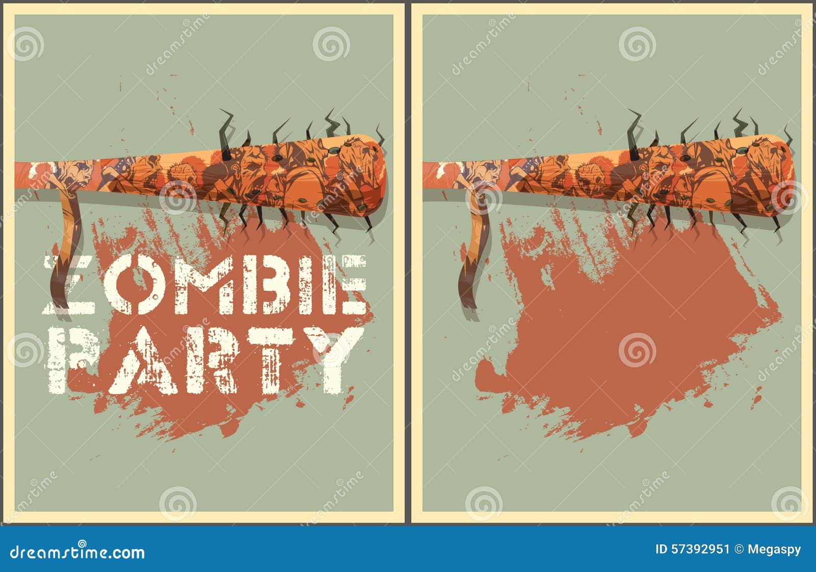 Zombie Party Poster Set Cartoon Vector | CartoonDealer.com #57544327