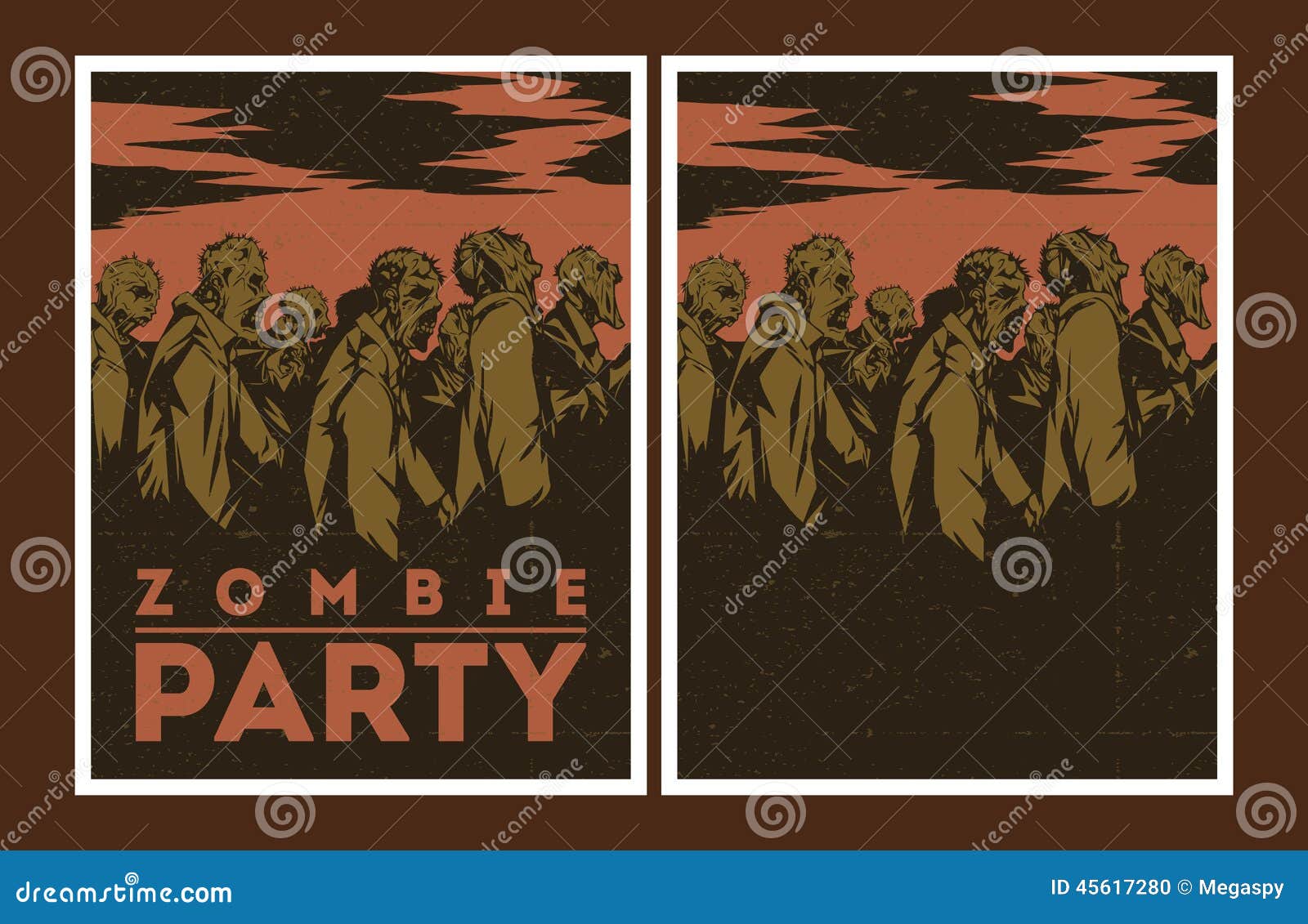 Zombie Party Poster Set Cartoon Vector | CartoonDealer.com #57544327