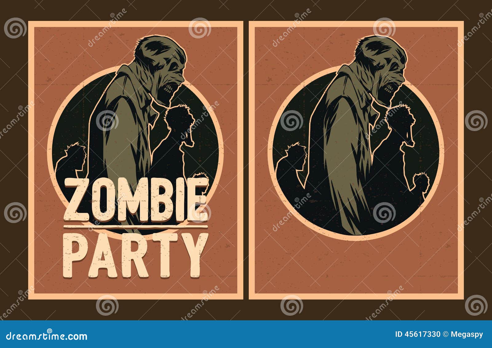 Zombie Party Poster Set Cartoon Vector | CartoonDealer.com #57544327