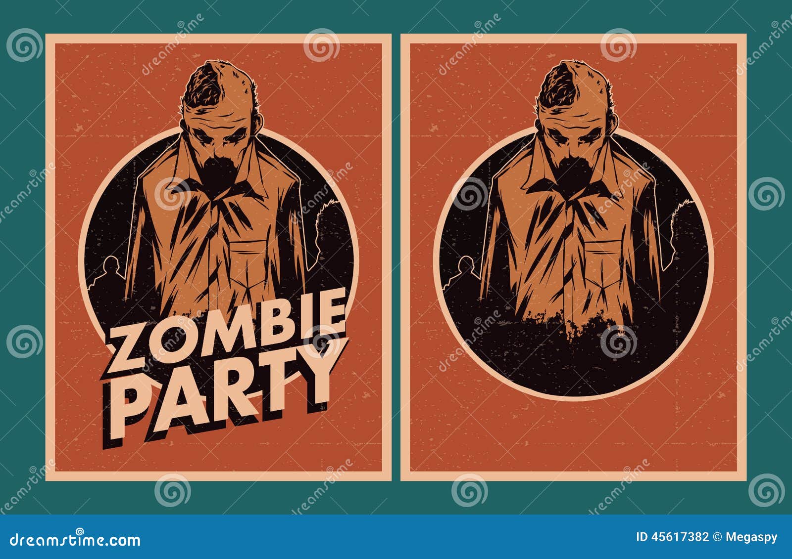 Zombie Party Poster Set Cartoon Vector | CartoonDealer.com #57544327