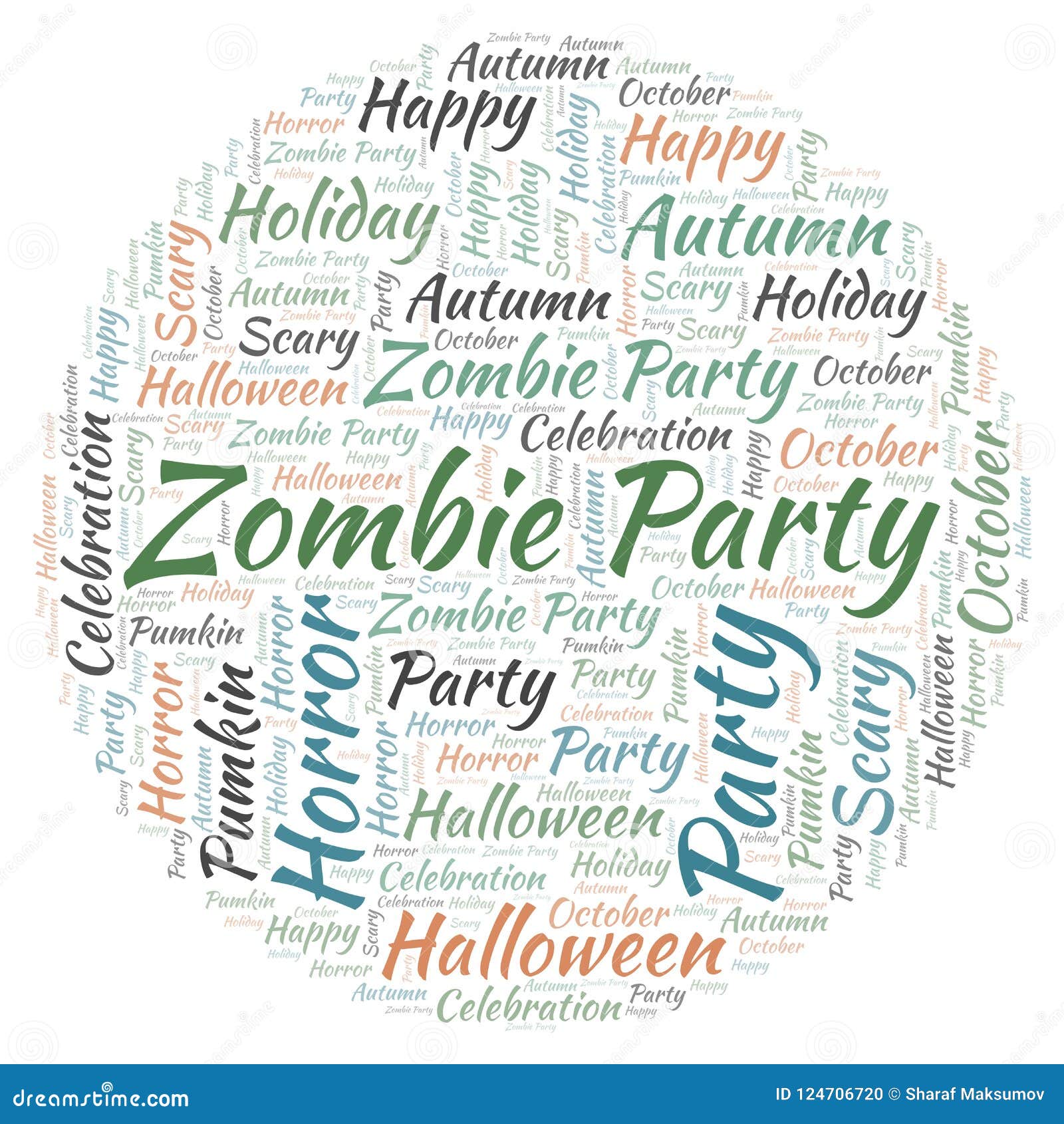Zombie Party word cloud. stock illustration. Illustration of wordcloud ...