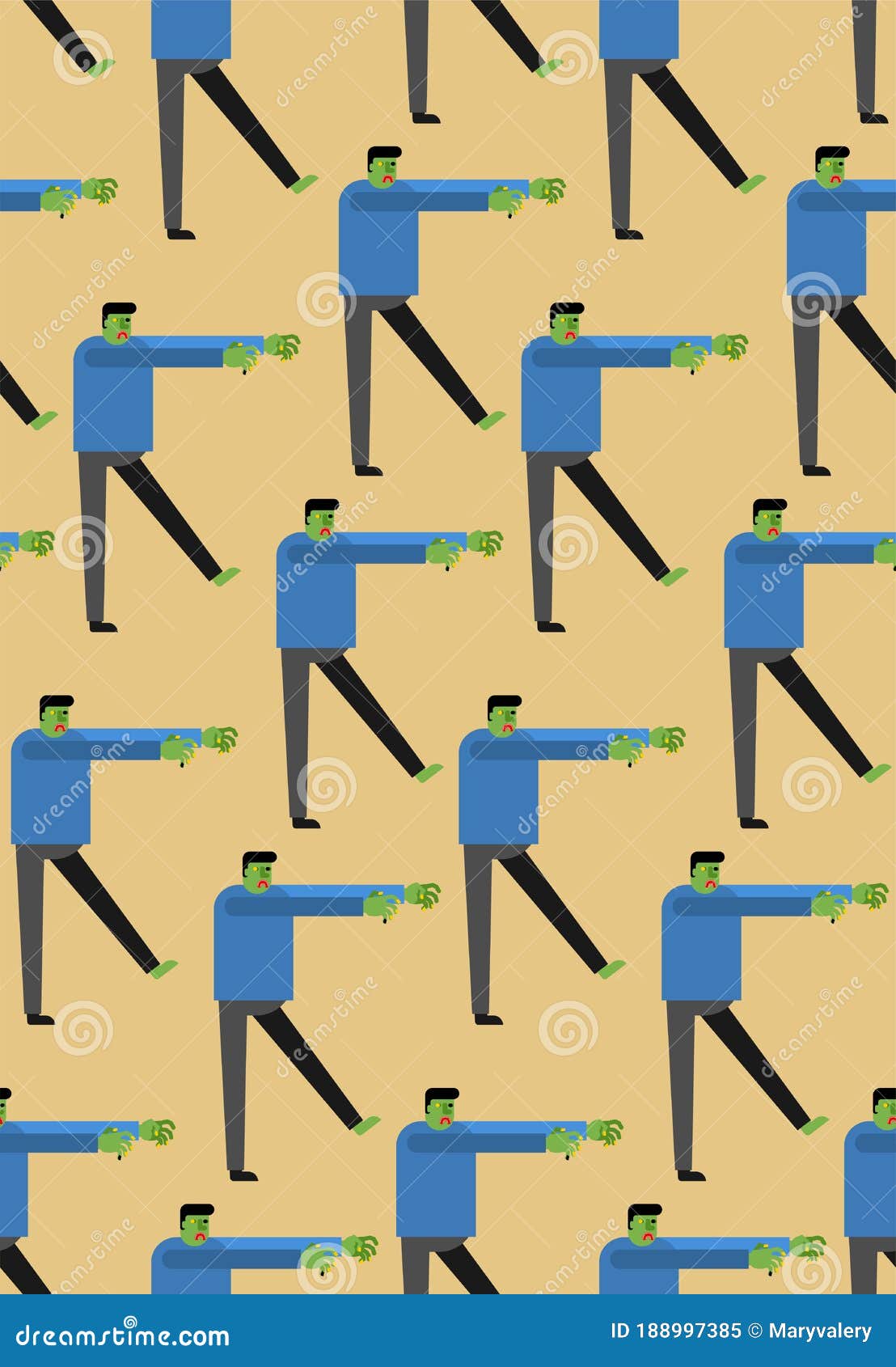 Zombie Pattern Seamless. Zombies Background. Undead Texture Vector ...