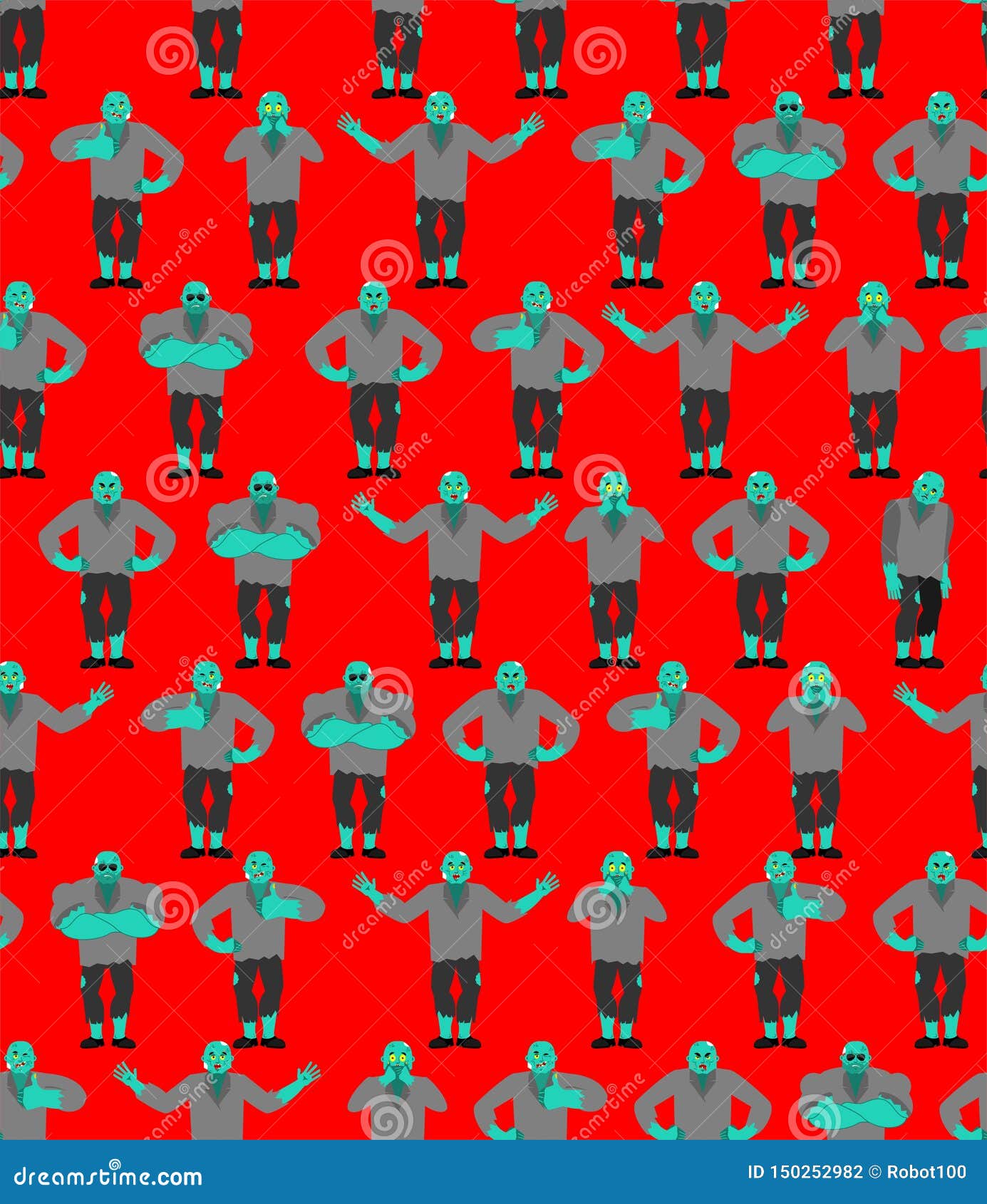Zombie Pattern Seamless. Zombies Background. Undead Texture Vector ...