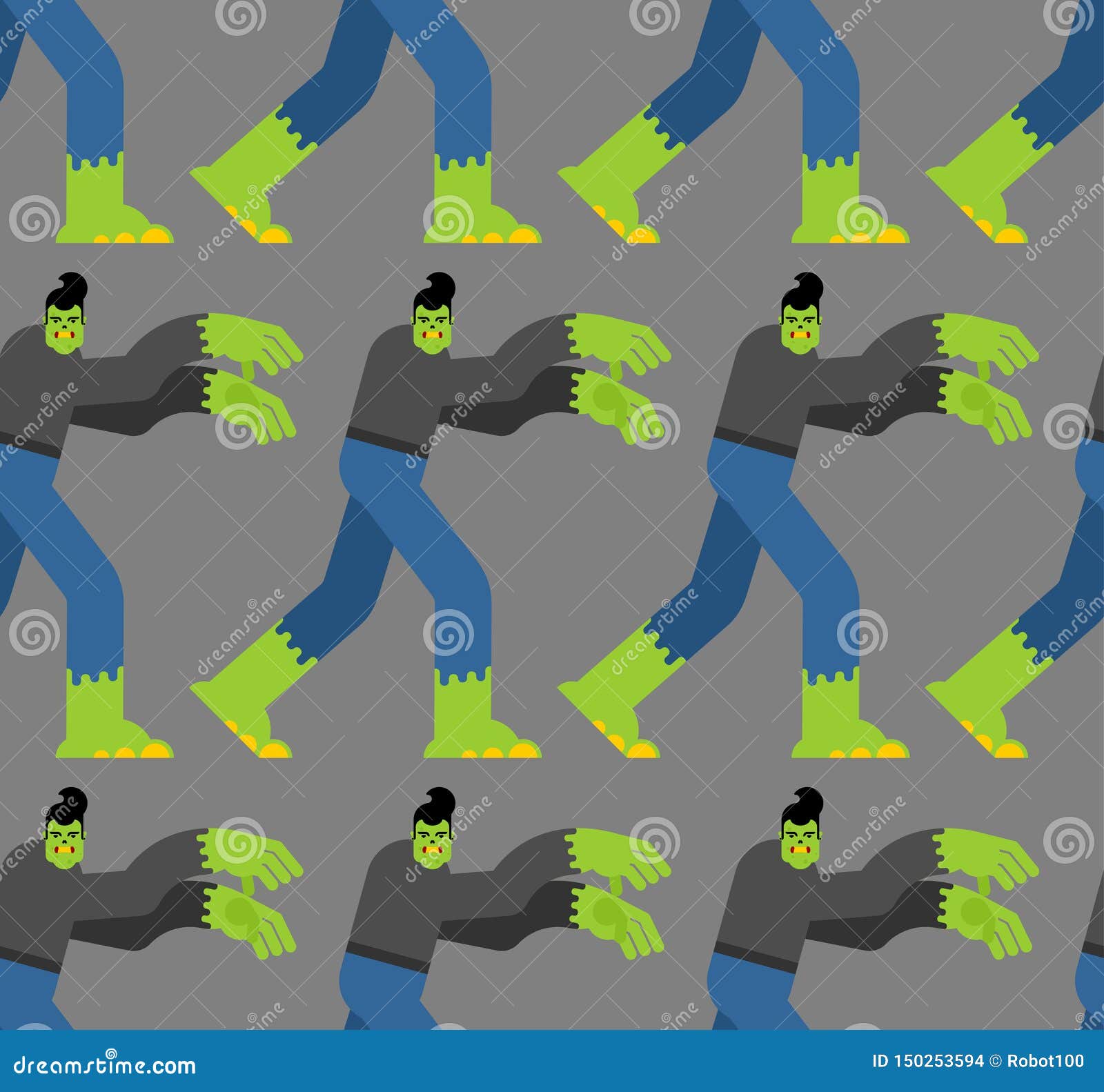 Zombie Pattern Seamless. Zombies Background. Undead Texture Vector ...