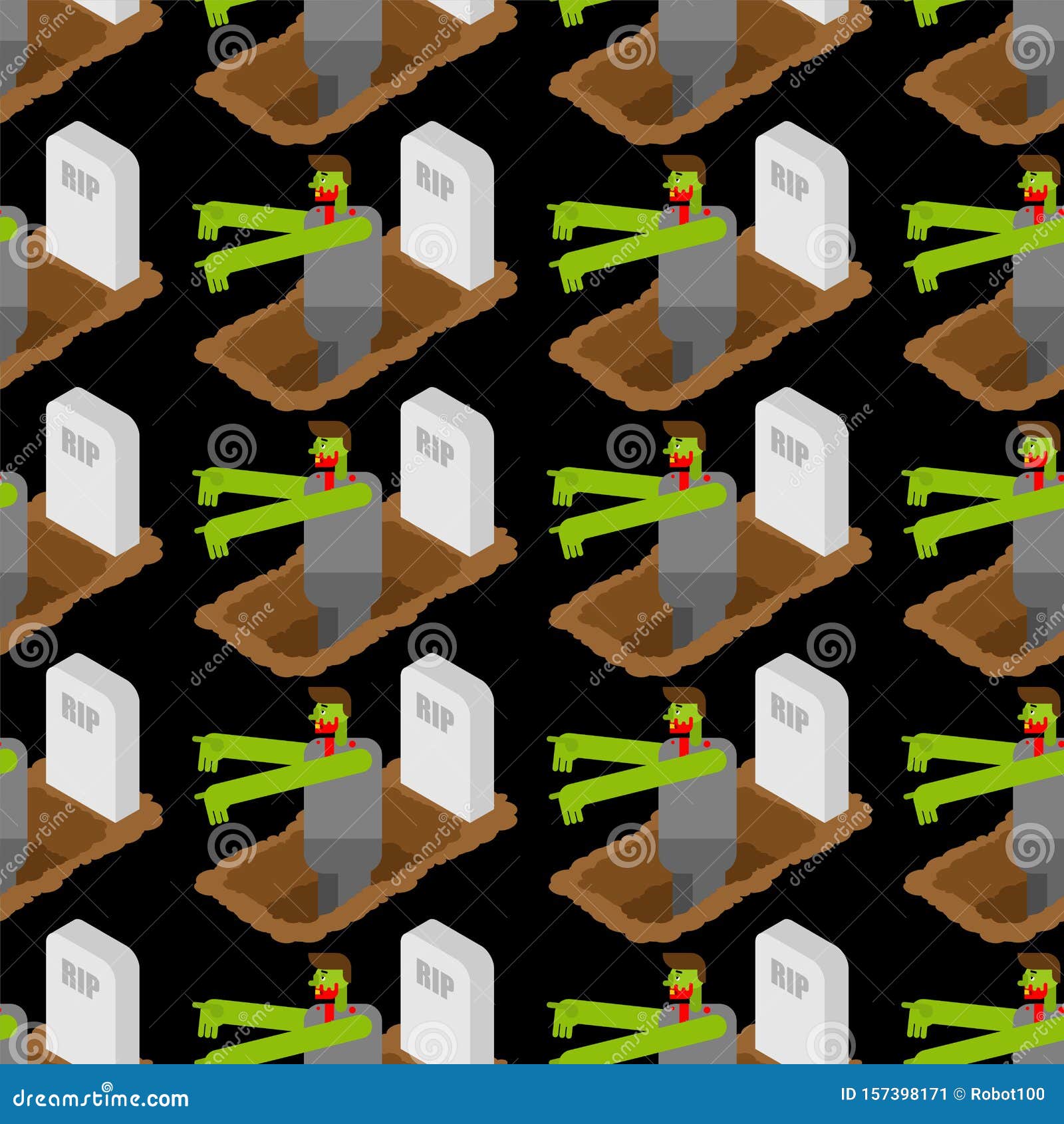 Zombie Pattern Seamless. Zombies Background. Undead Texture Vector ...