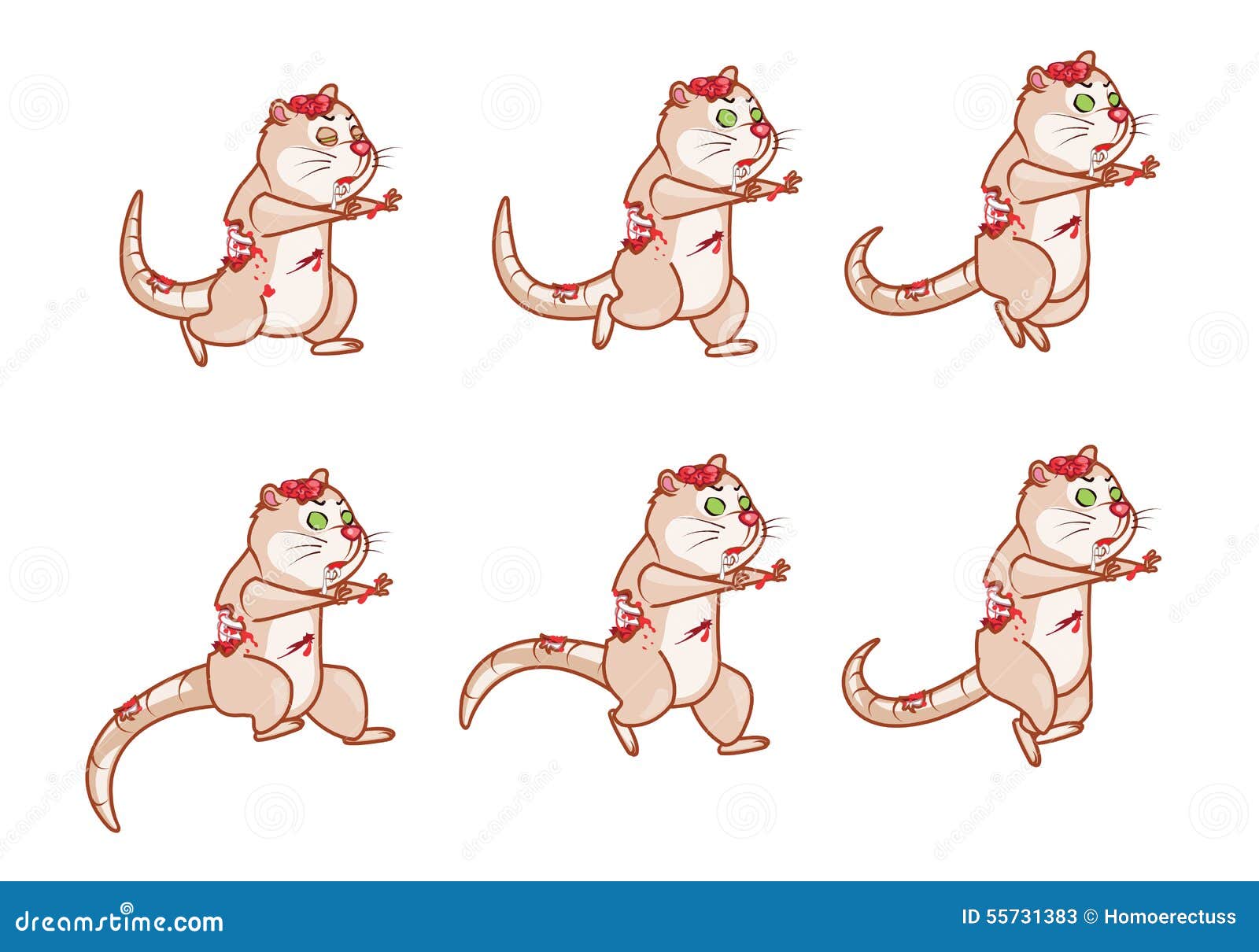 Zombie Rat Jumping Sprite stock vector. Illustration of cartoon - 55731383