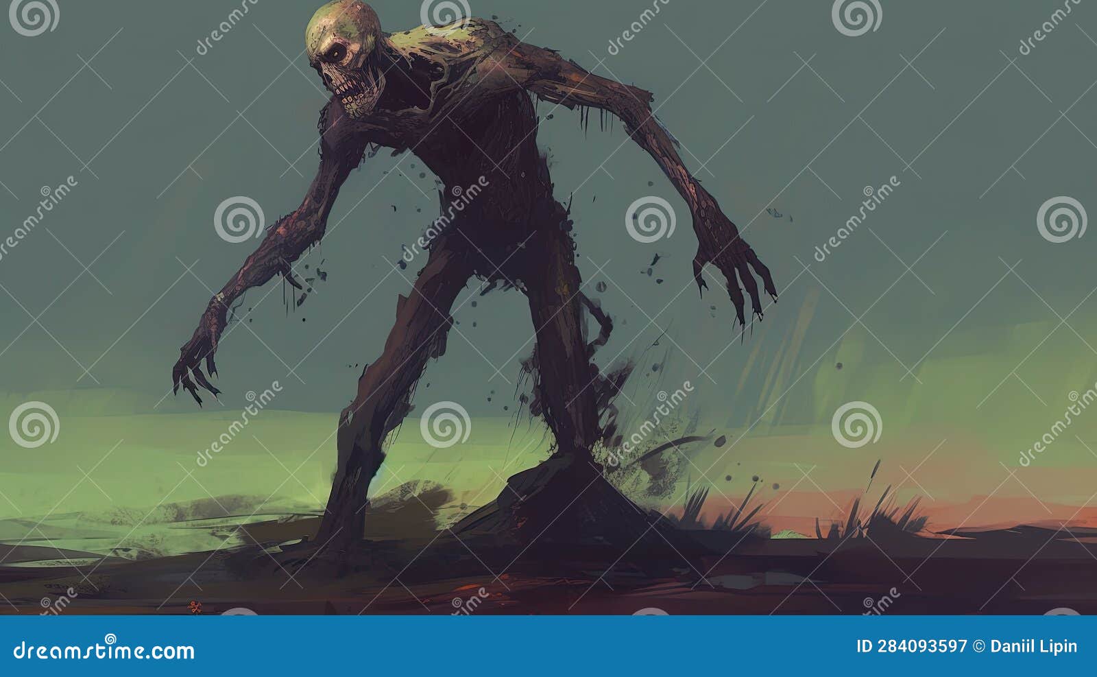 A Zombie Rising from the Ground Stock Illustration - Illustration of ...