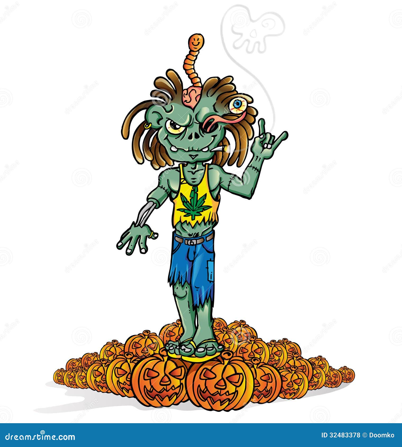 Zombie rock cartoon stock vector. Illustration of isolated - 32483378