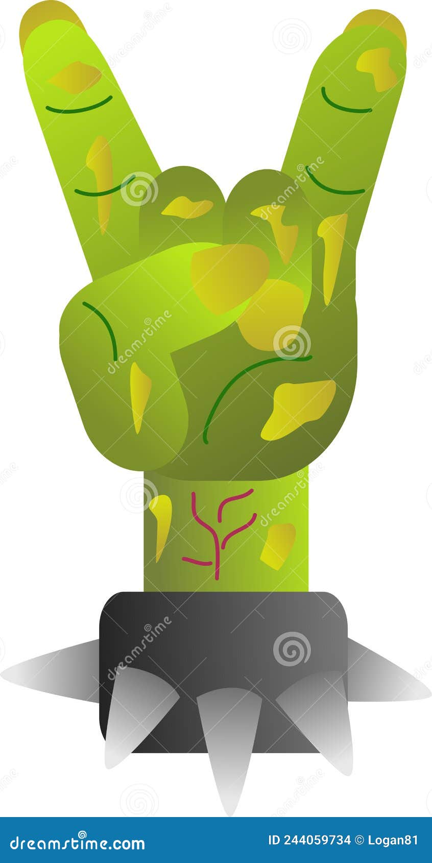 Zombie Rock Hand Pixel Art. Zombies Rock And Roll Fingers Sign 8 Vector ...