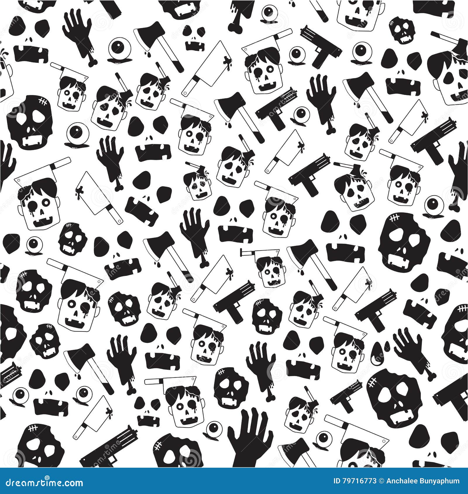 Zombie Seamless Pattern Background Stock Illustration - Illustration of ...