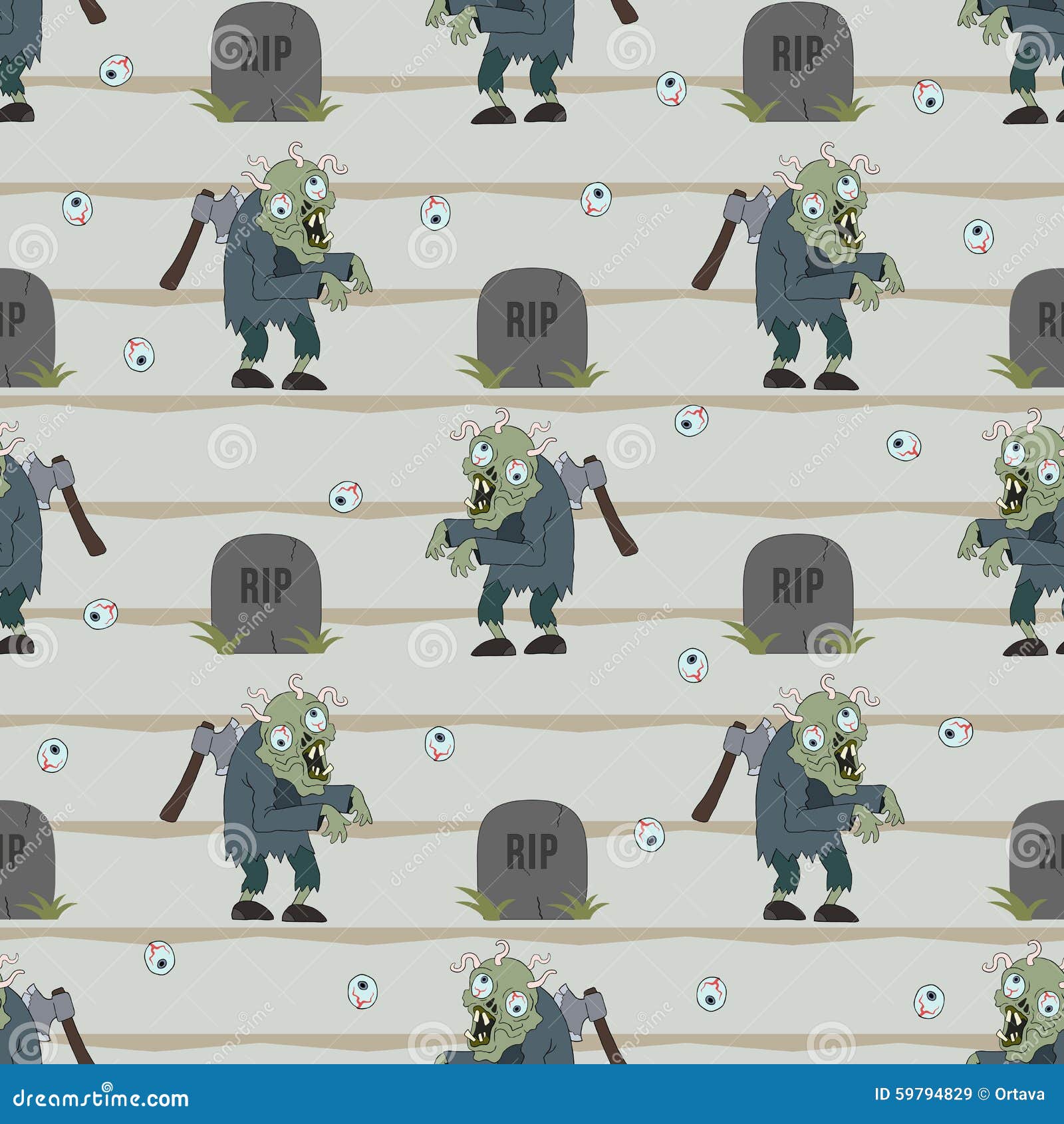 Zombie seamless pattern stock vector. Illustration of reanimated - 59794829