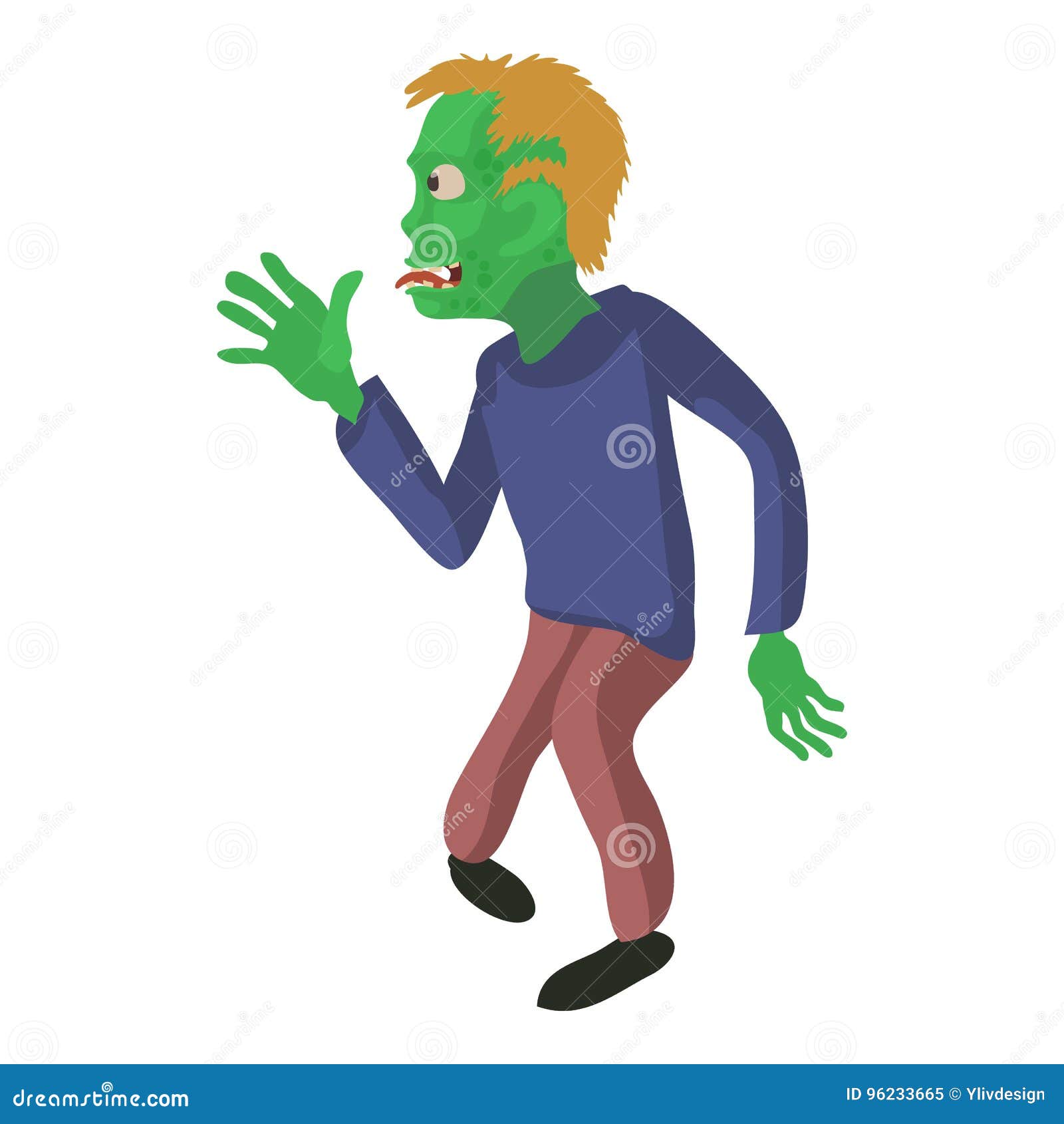 Zombie from the Side Icon, Cartoon Style Stock Vector - Illustration of ...