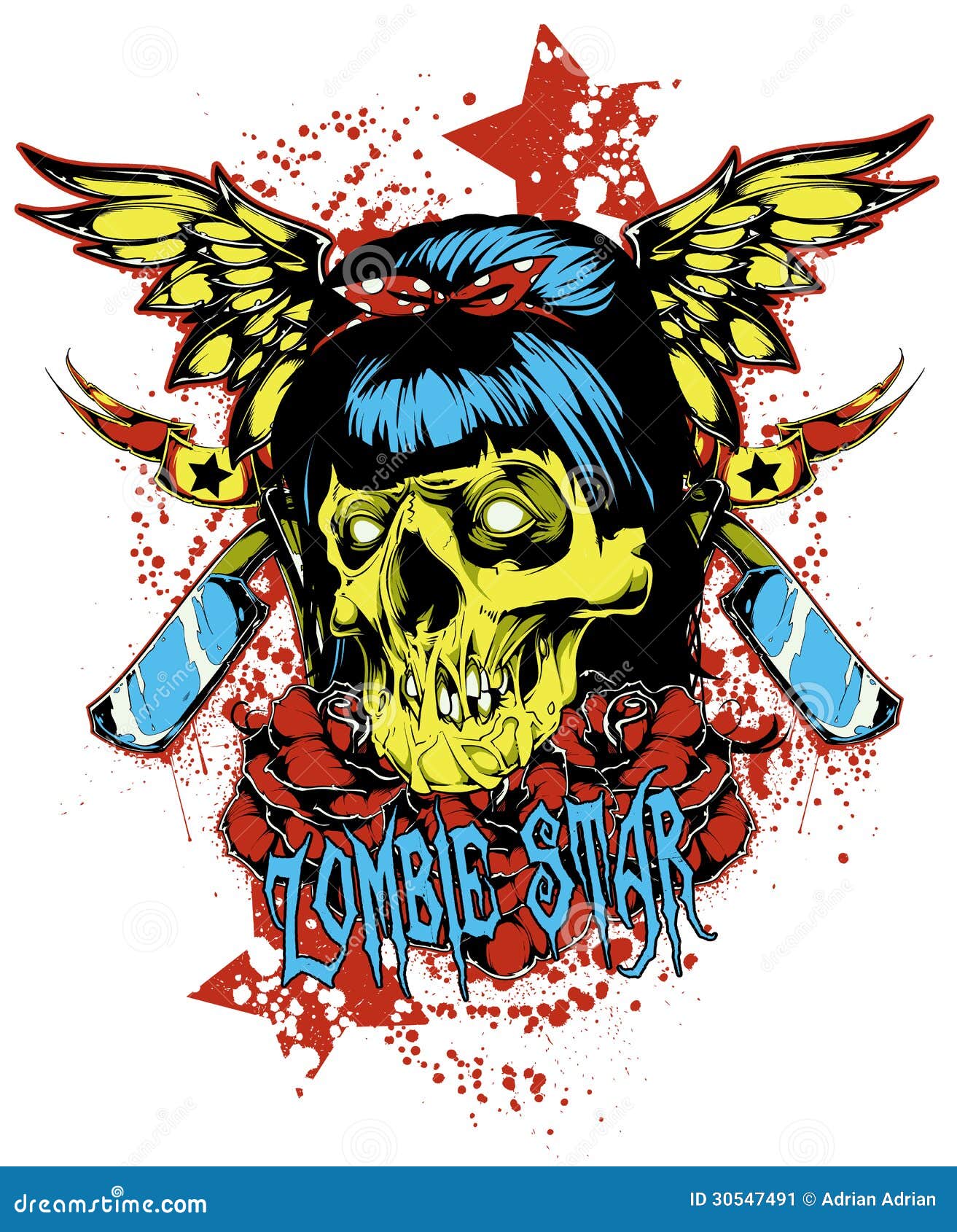 Zombie star stock vector. Illustration of halloween, green - 30547491