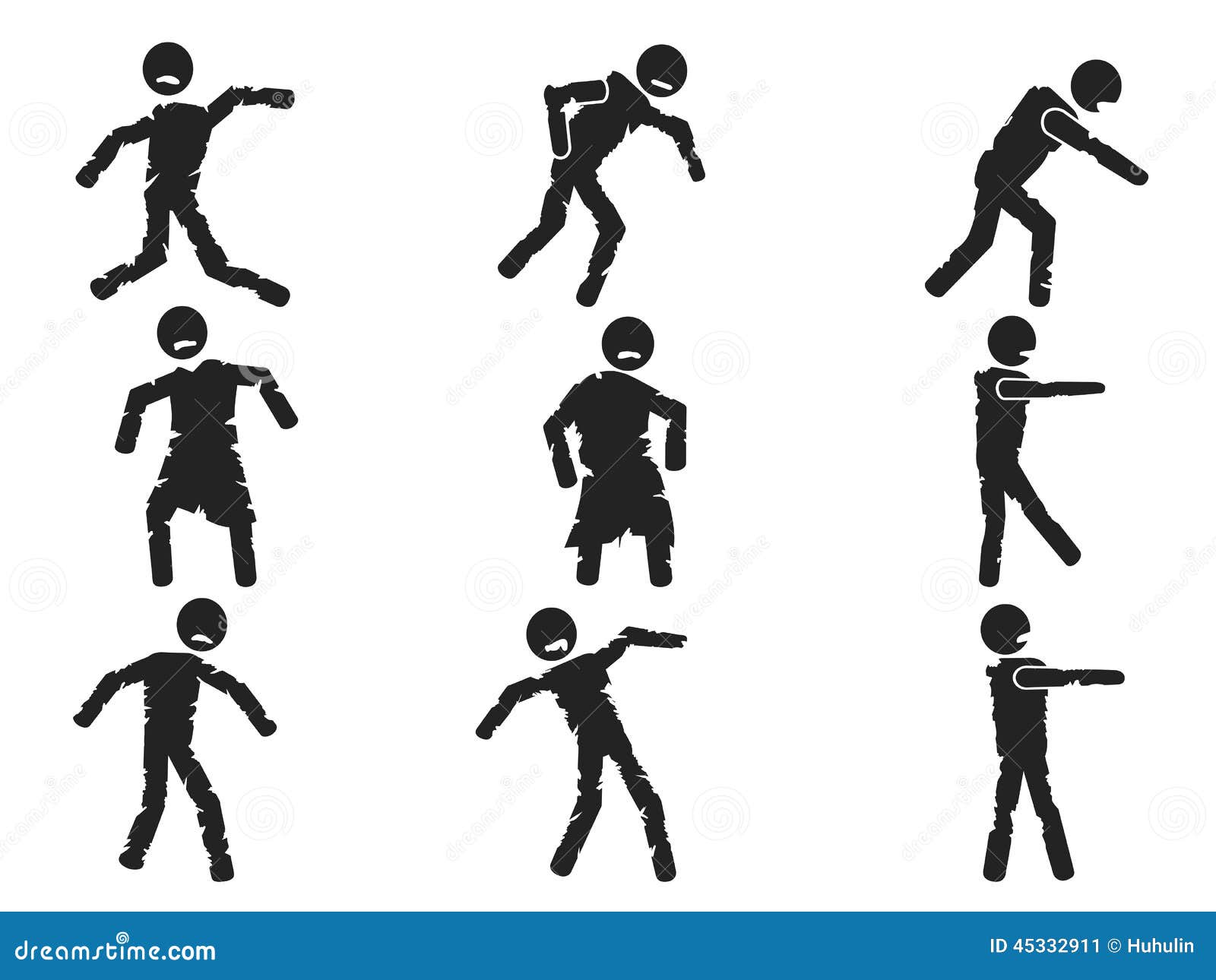 Zombie Stick Figure Set Vector Illustration | CartoonDealer.com #45332911