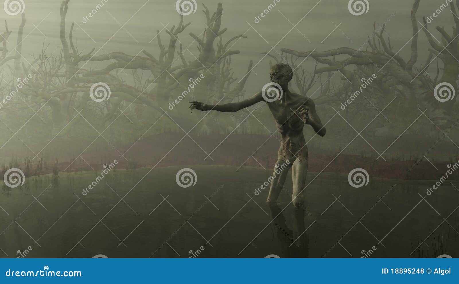 Zombie in the Swamp stock illustration. Illustration of pool - 18895248