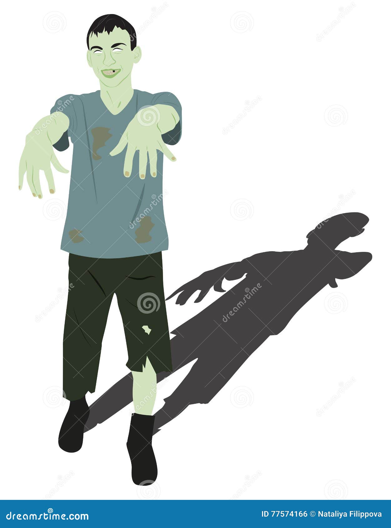 Zombie in torn clothes stock vector. Illustration of ugly - 77574166
