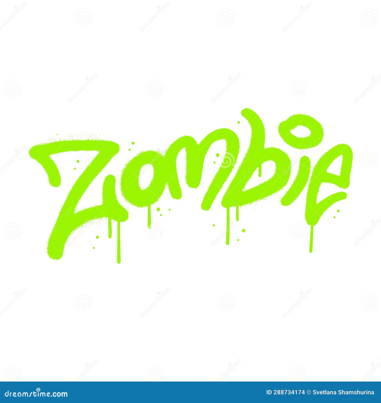 Zombie - Vector Graffiti Spray Paint with Hand Drawn Lettering Word on ...