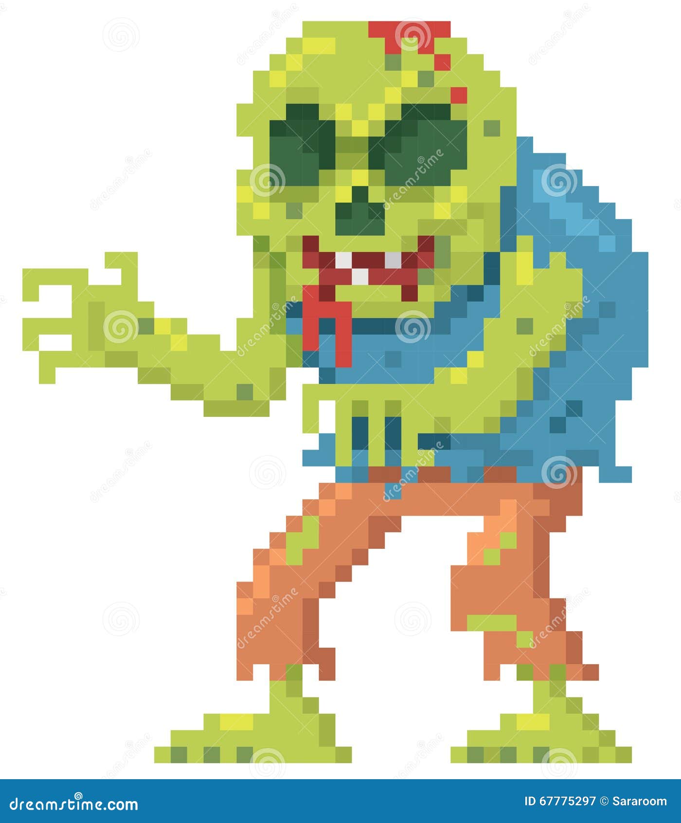 Zombie Pixel Art Pattern Seamless. Pixelated Zombi Background. 8 Bit ...